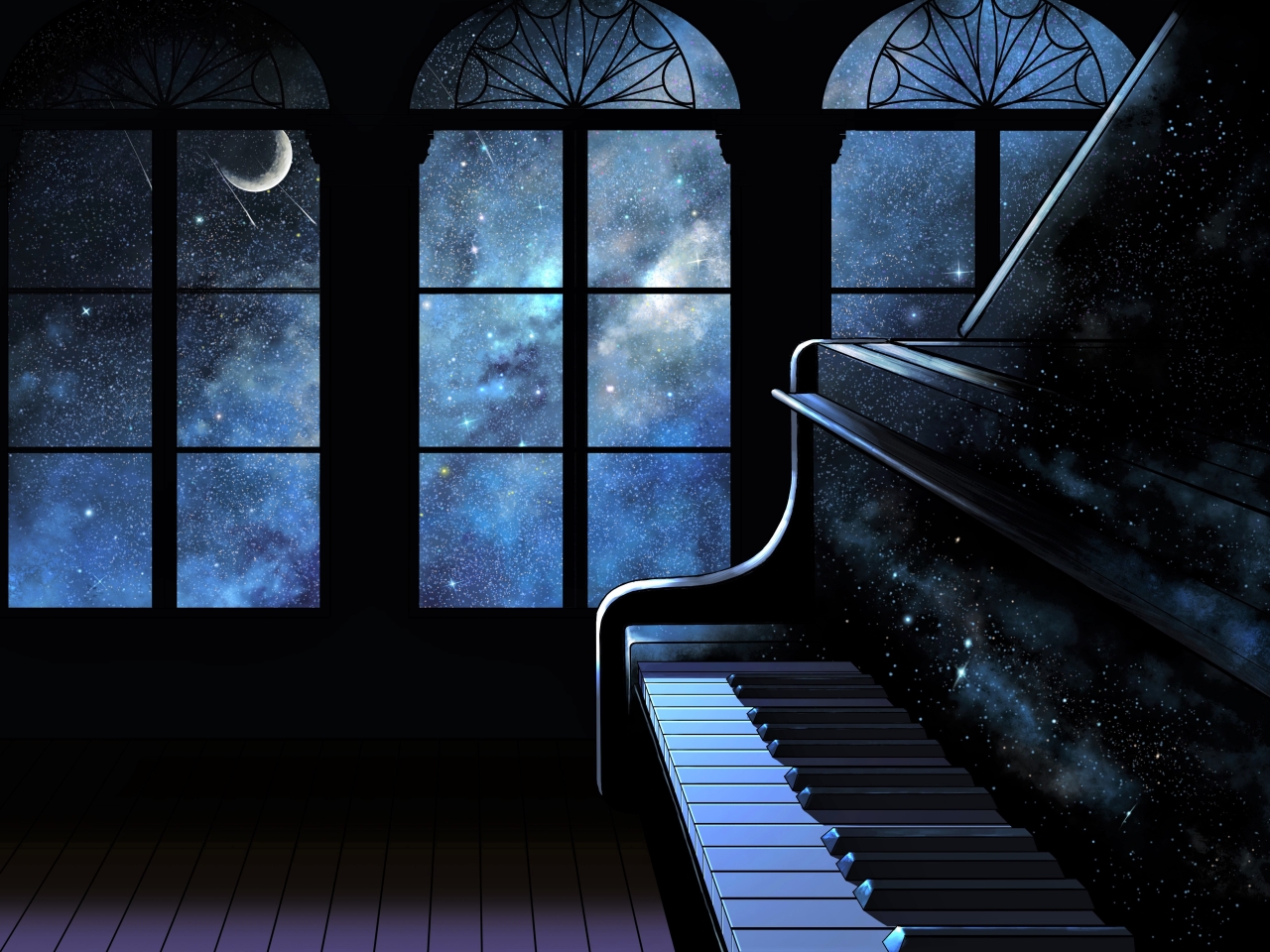 1280x960 Resolution Artistic Night Sky and Moon through Window 1280x960 ...