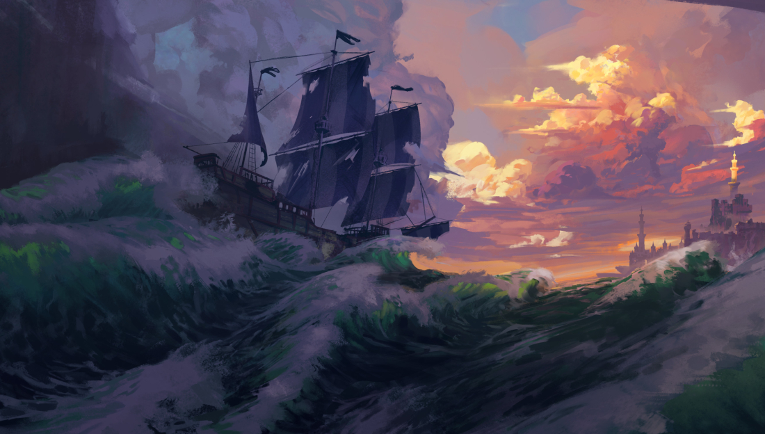 1100x624 Resolution Artistic Sailing Ship in Ocean 1100x624 Resolution ...