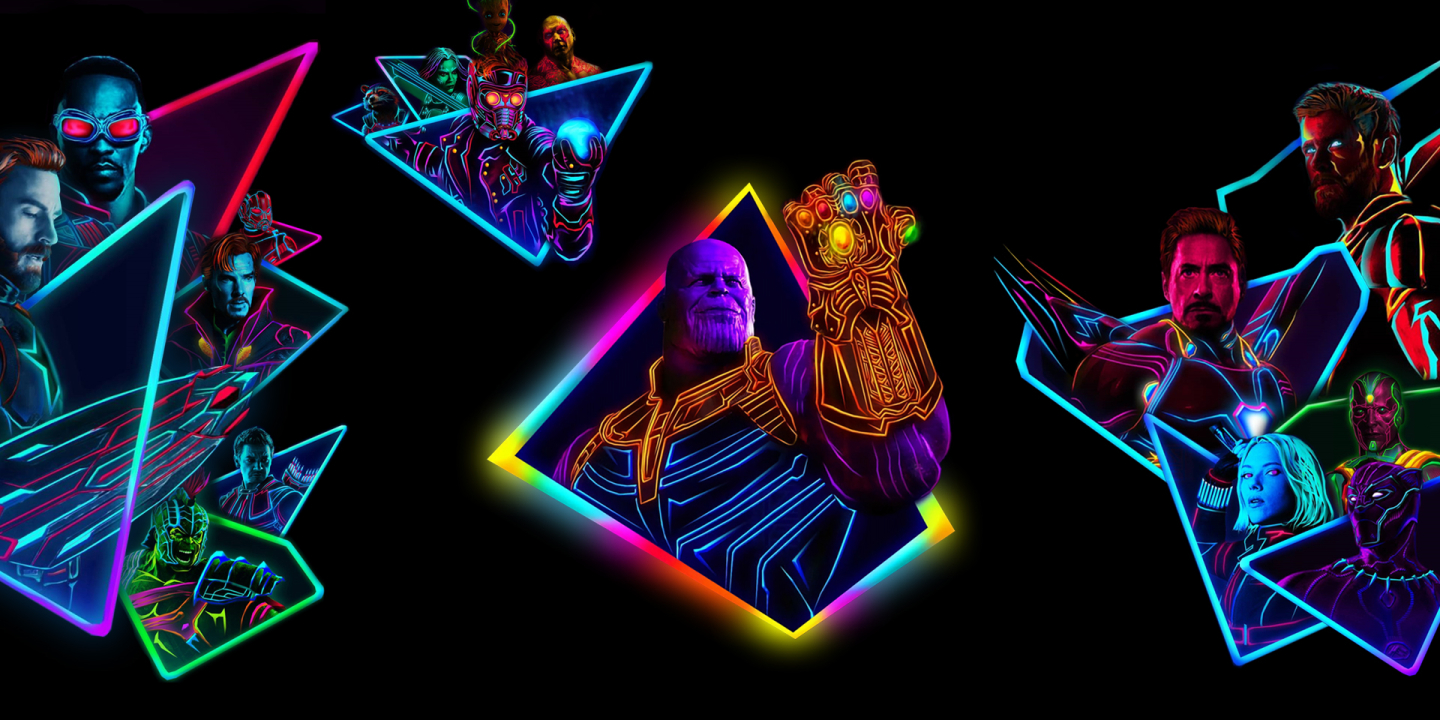 1440x720 Resolution Avengers Infinity War 80s Neon Style Art 1440x720 ...