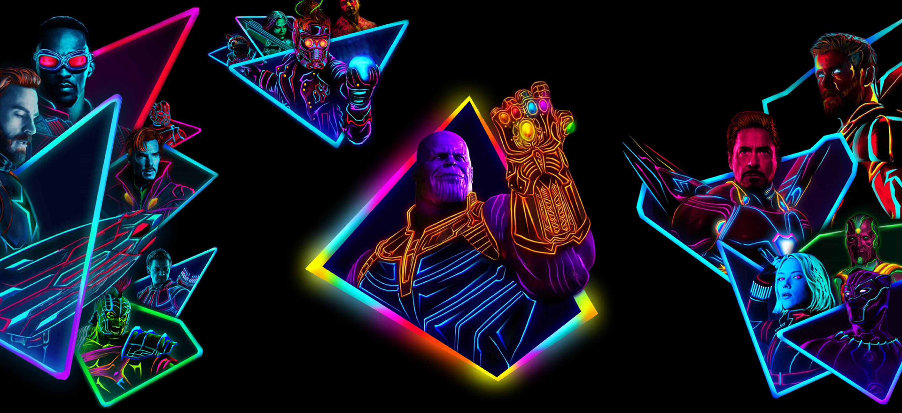 3144x1440 Resolution Avengers Infinity War 80s Neon Style Art 3144x1440 ...