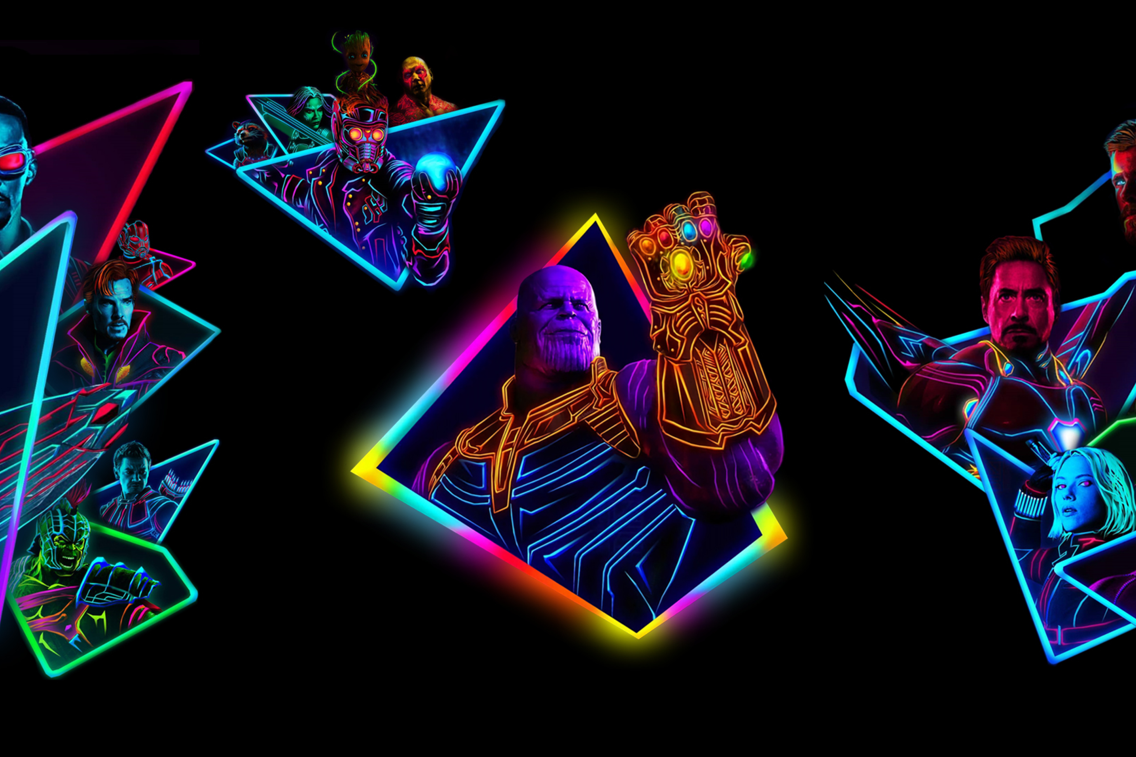 3840x2560 Resolution Avengers Infinity War 80s Neon Style Art 3840x2560 ...