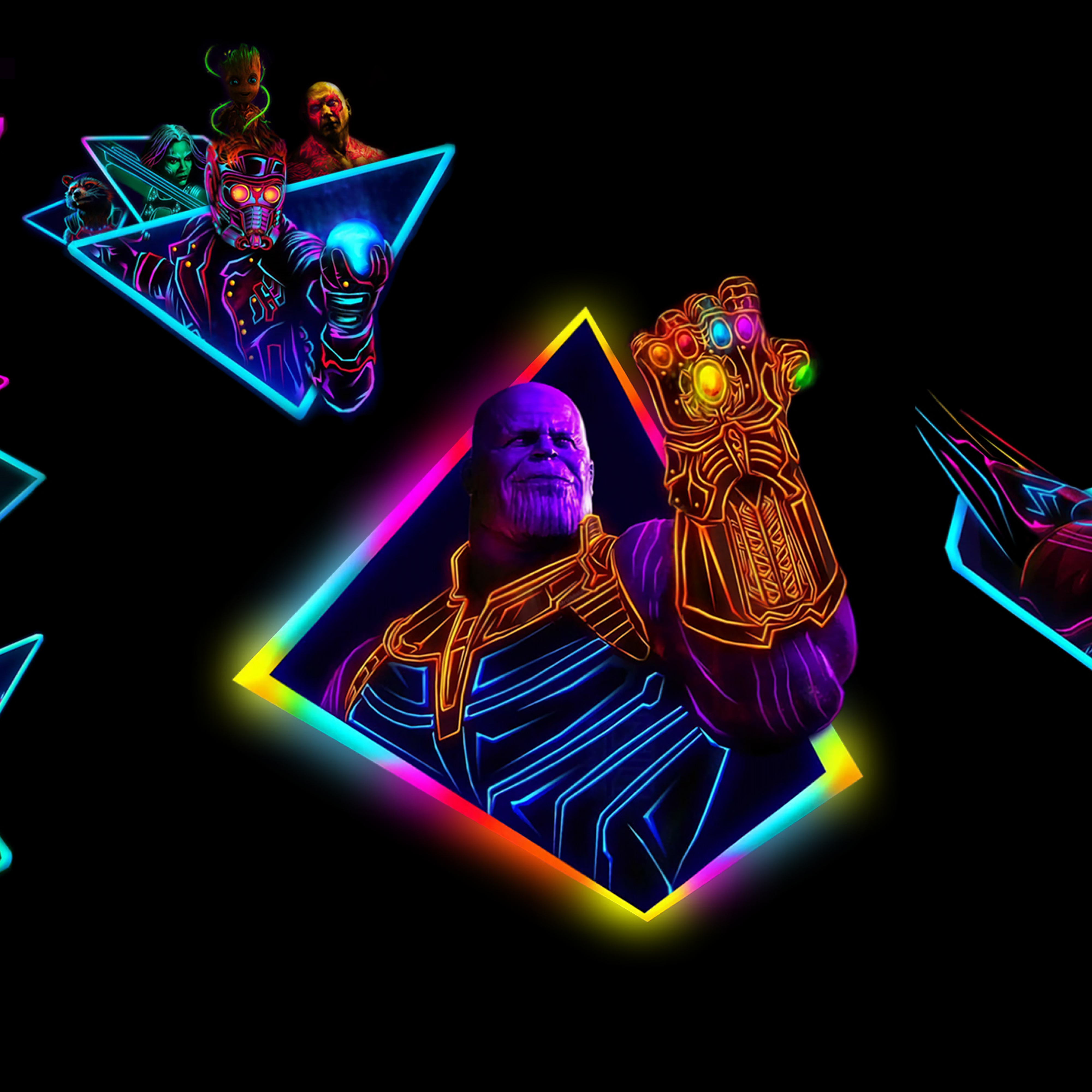 4000x4000 Resolution Avengers Infinity War 80s Neon Style Art 4000x4000 ...