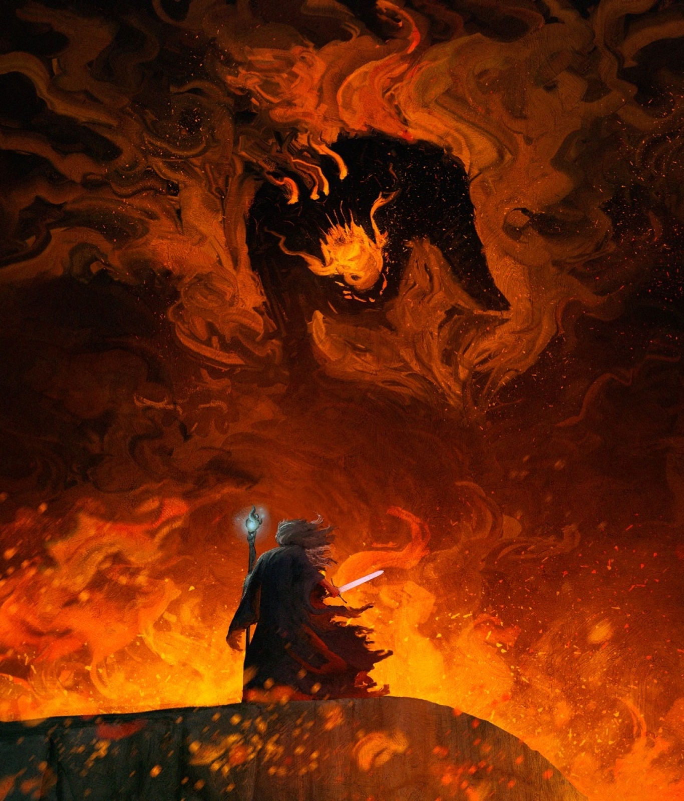 1366x1600 Resolution Balrog vs Gandalf Lord Of The Rings 1366x1600 ...