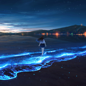 300x300 Resolution Beach Evening Walk Art 300x300 Resolution Wallpaper ...