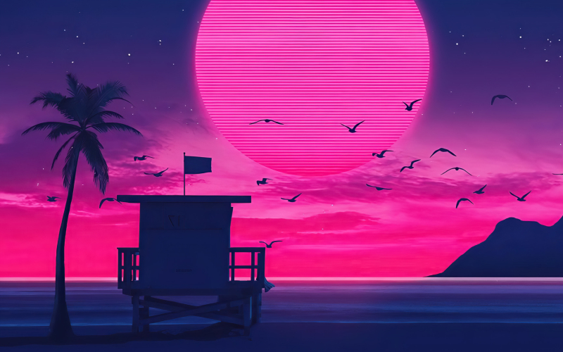800x500 Resolution Beach Retro Wave 800x500 Resolution Wallpaper ...