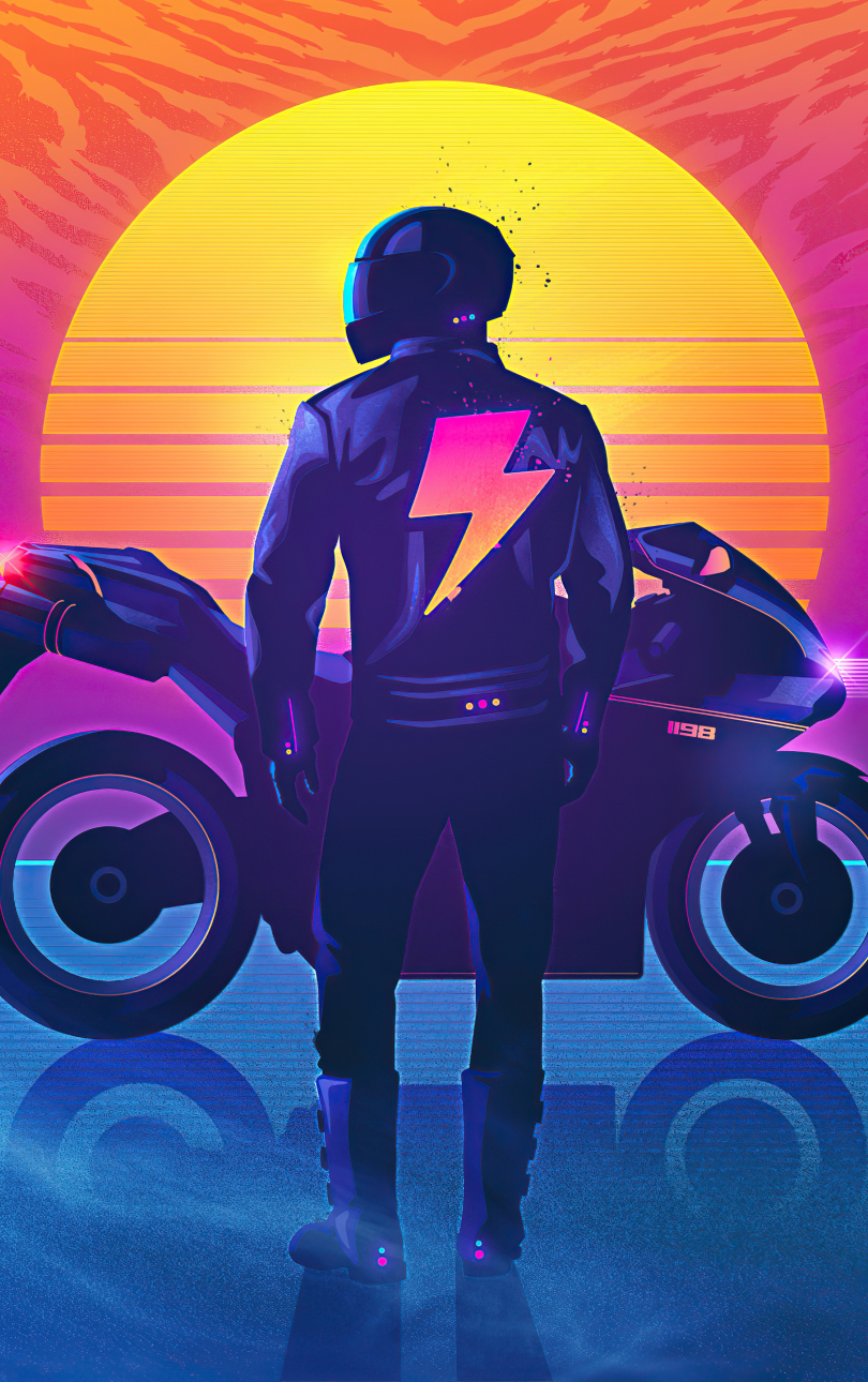 810x1290 Resolution Biker 4K Retro Wave 810x1290 Resolution Wallpaper ...