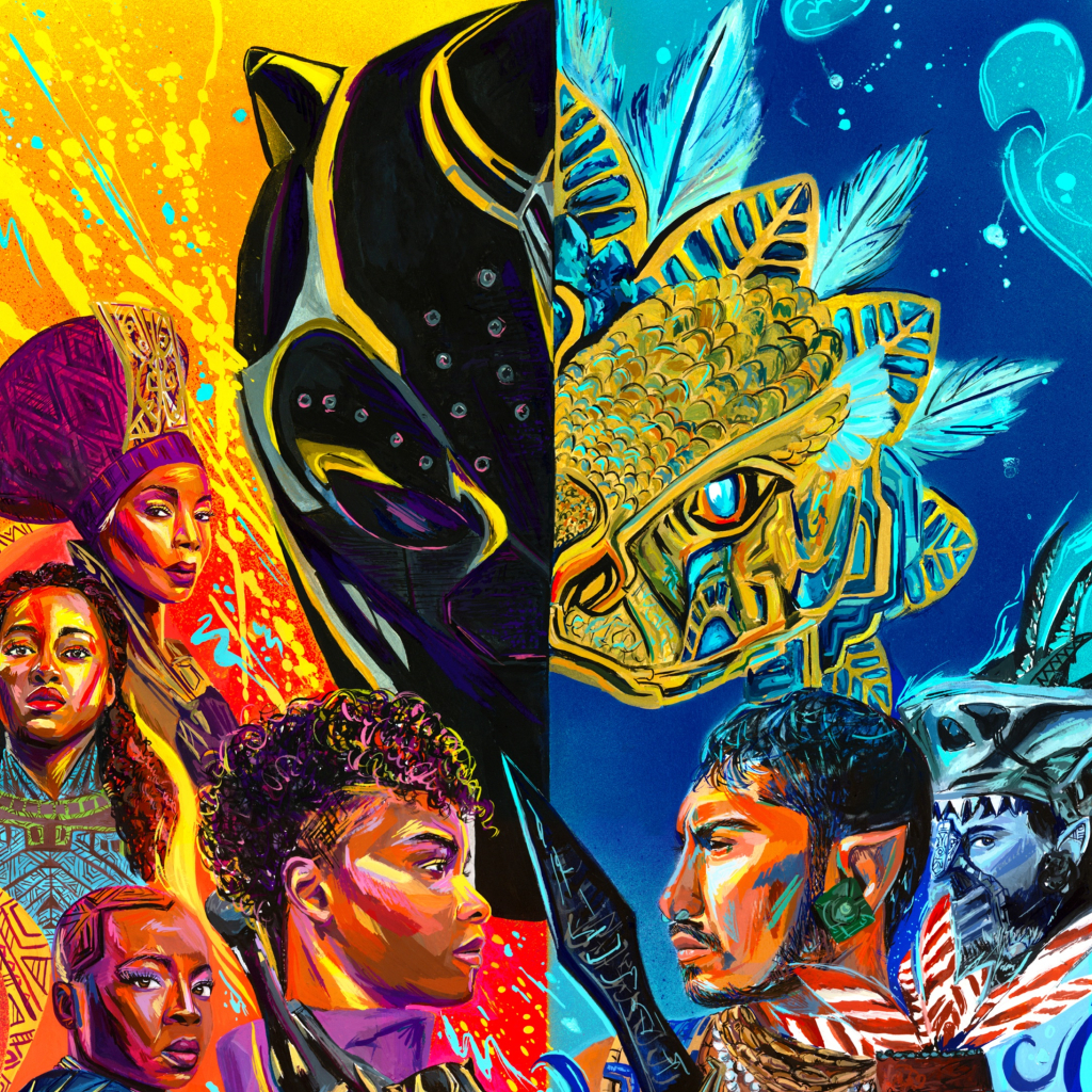 1024x1024 Black Panther Wakanda Forever Colorful Poster 1024x1024 ...