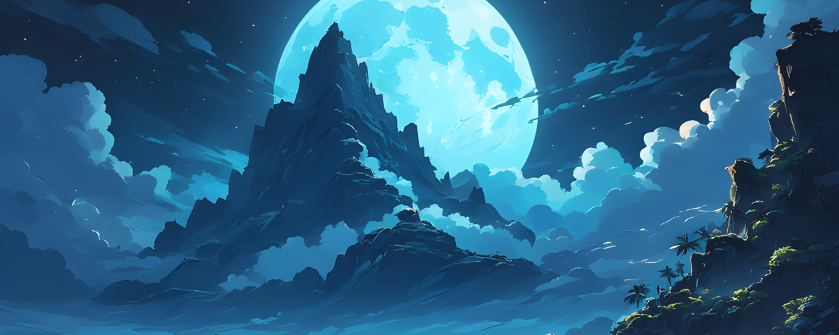 1200x480 Resolution Blue Night HD AI Beach 1200x480 Resolution ...