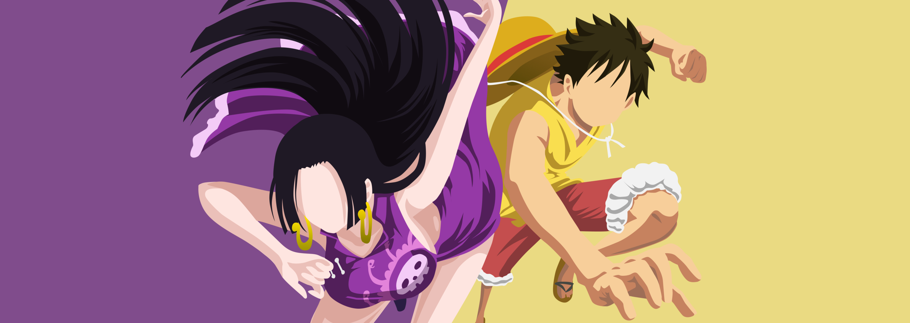 3040x1080 Resolution Boa Hancock and Monkey Luffy Art One Piece 4k ...