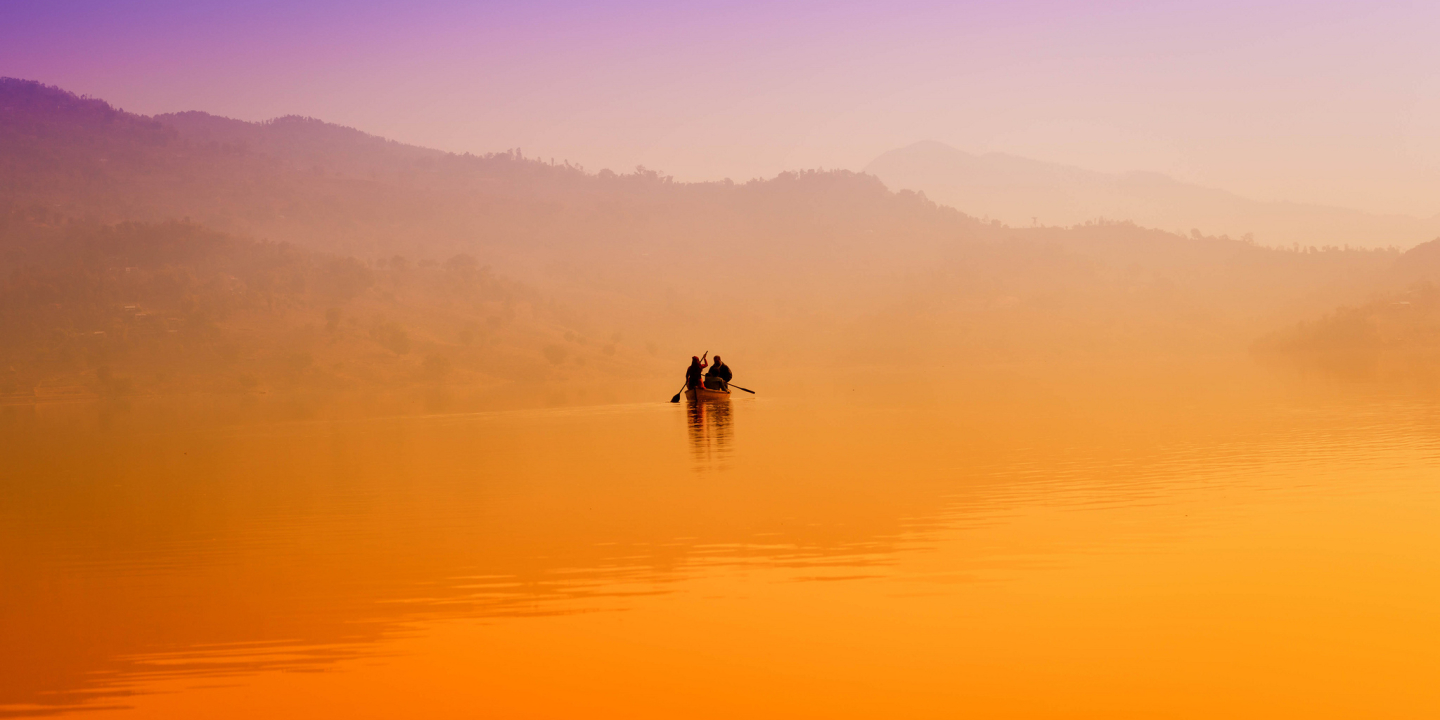 1440x720 Resolution boat, lake, mist 1440x720 Resolution Wallpaper ...