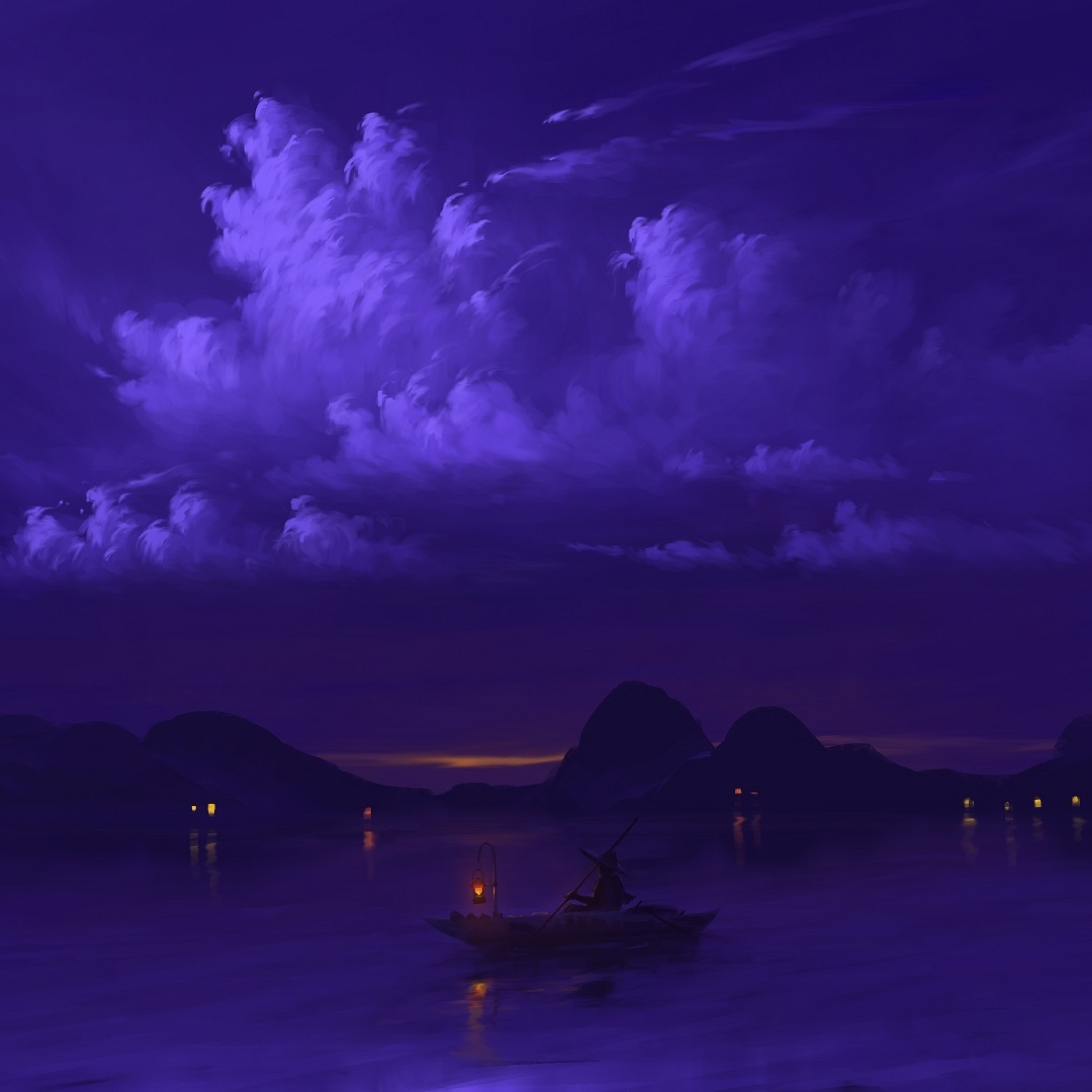 3000x3000 Resolution Boating at Night Digital Art 3000x3000 Resolution ...