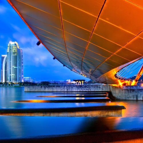 500x500 Resolution bridge, lights, river 500x500 Resolution Wallpaper ...