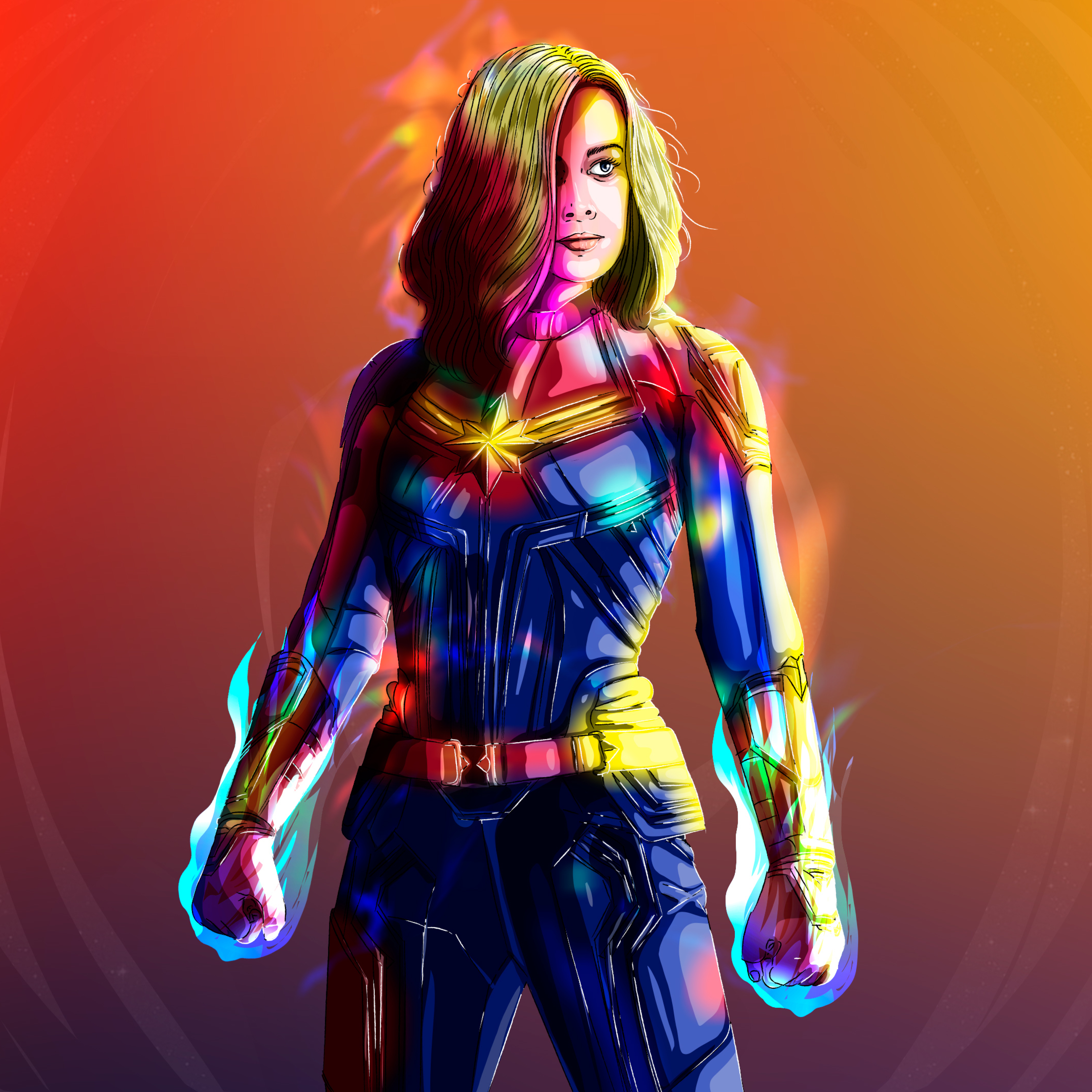 3840x3840 Resolution Brie Larson as Captain Marvel Artwork 3840x3840 ...