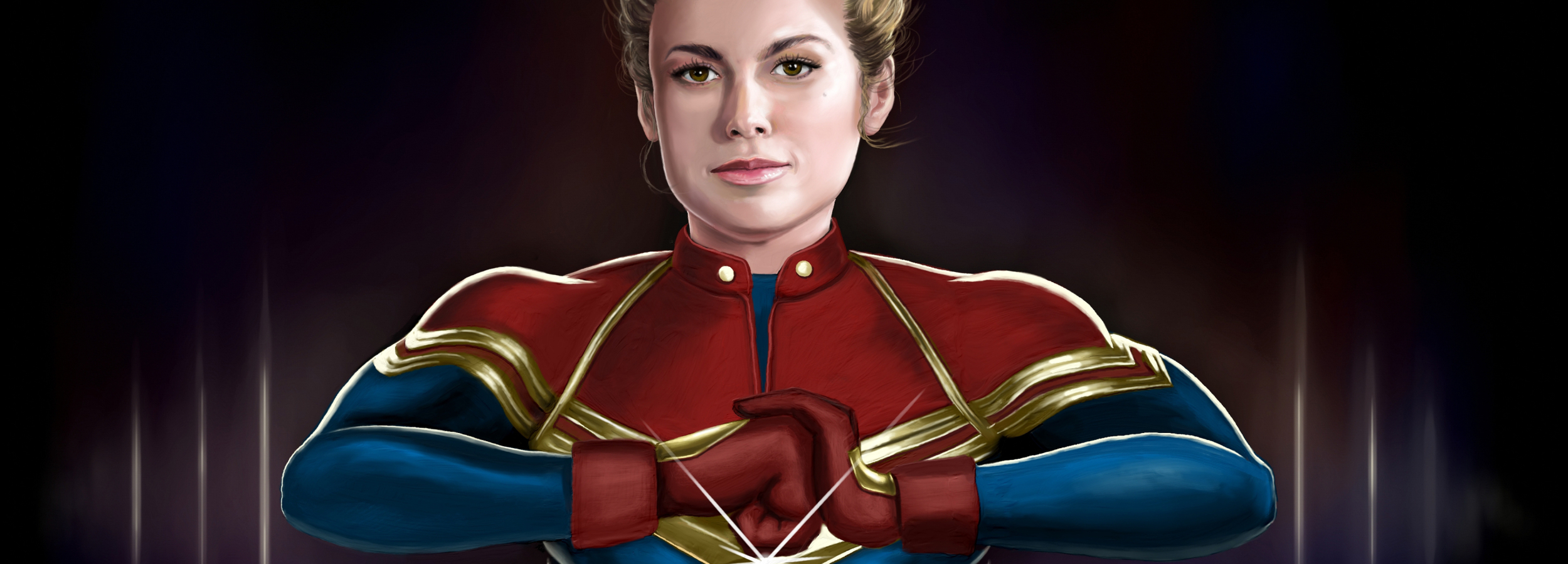 2500x900 Resolution Brie Larson as Captain Marvel Illustration 2500x900 ...