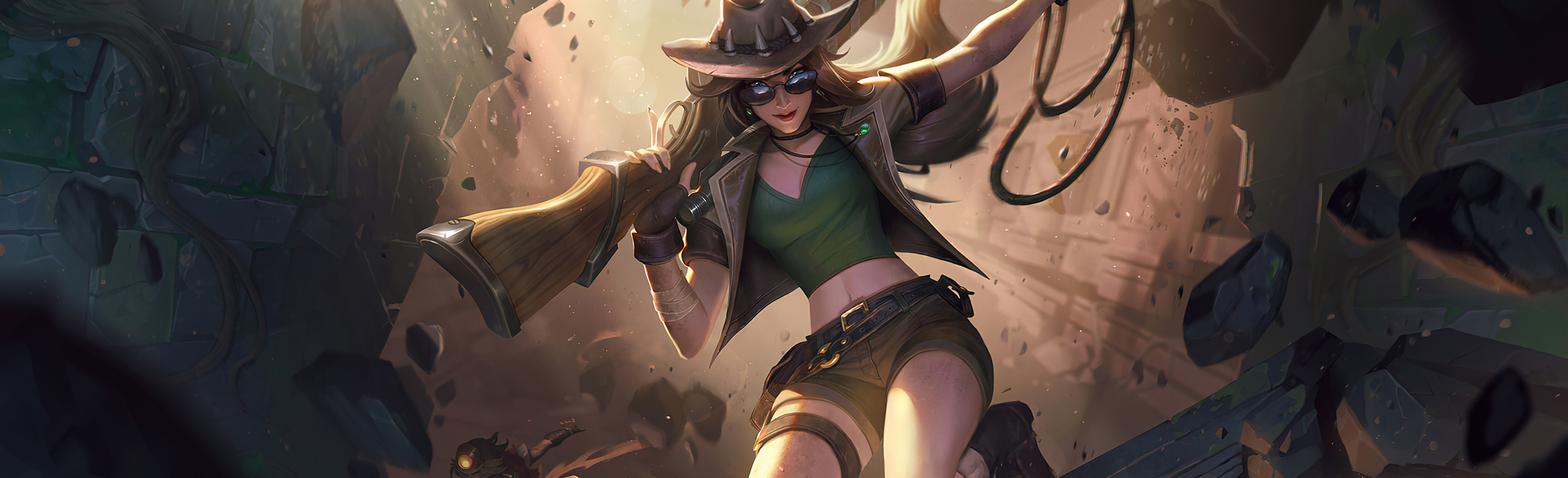 3540x1080 Resolution Caitlyn 4K League Of Legends Art 3540x1080 ...
