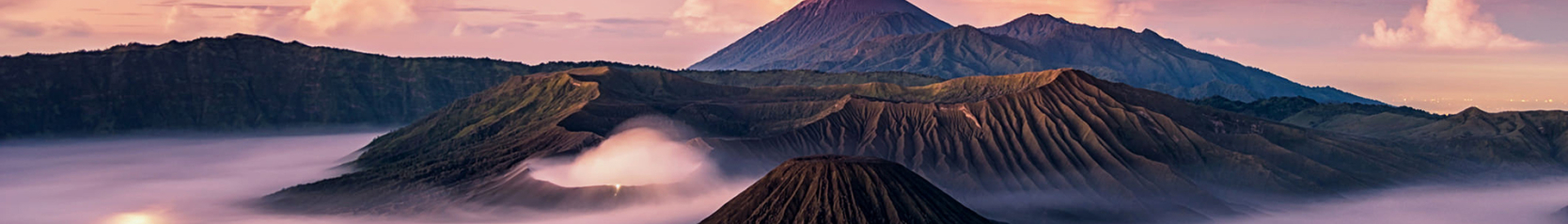 1668x238 Resolution Calm Volcano Landscape in Fog 1668x238 Resolution ...