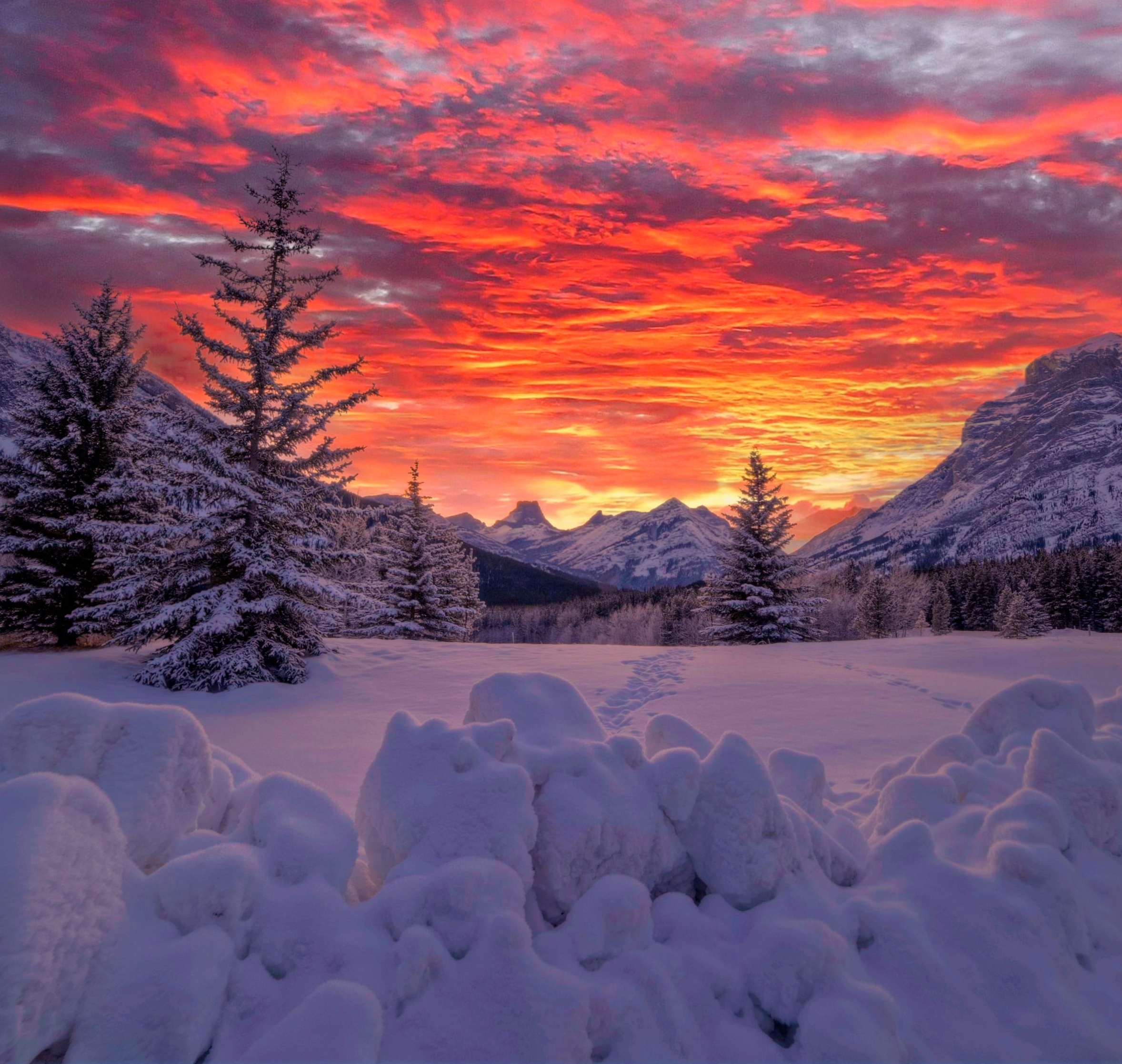 2356x2234 Resolution Canadian Rockies Dramatic Sunset 2356x2234 ...