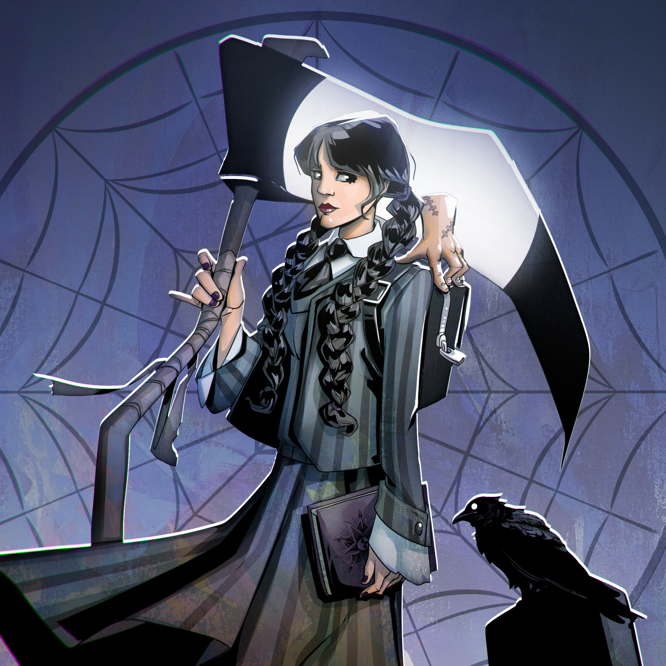 2248x2248 Resolution Cartoon Wednesday Addams Art 2023 2248x2248 ...