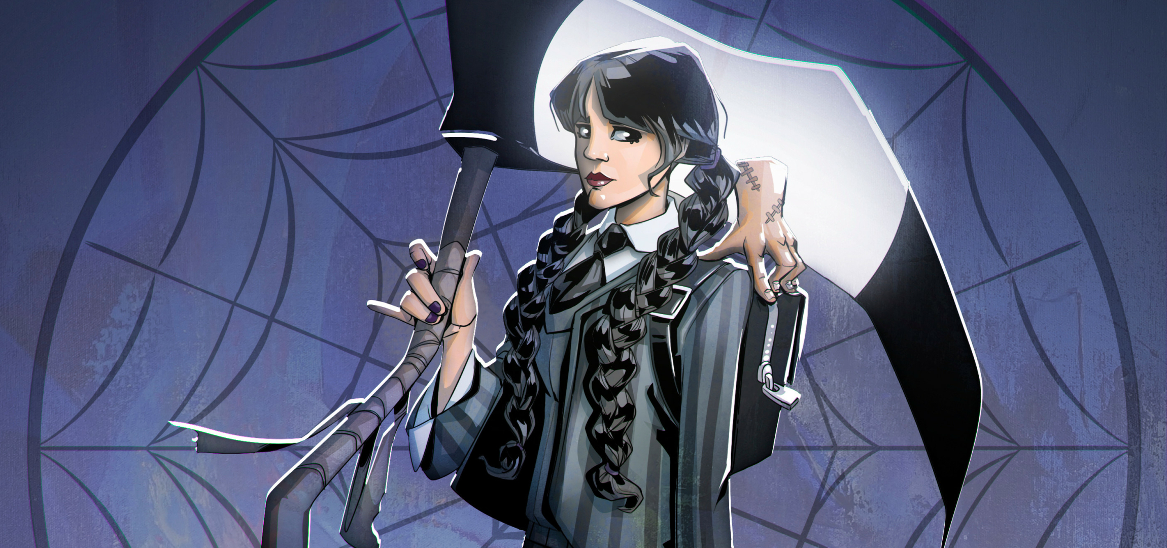 2300x1080 Resolution Cartoon Wednesday Addams Art 2023 2300x1080 ...