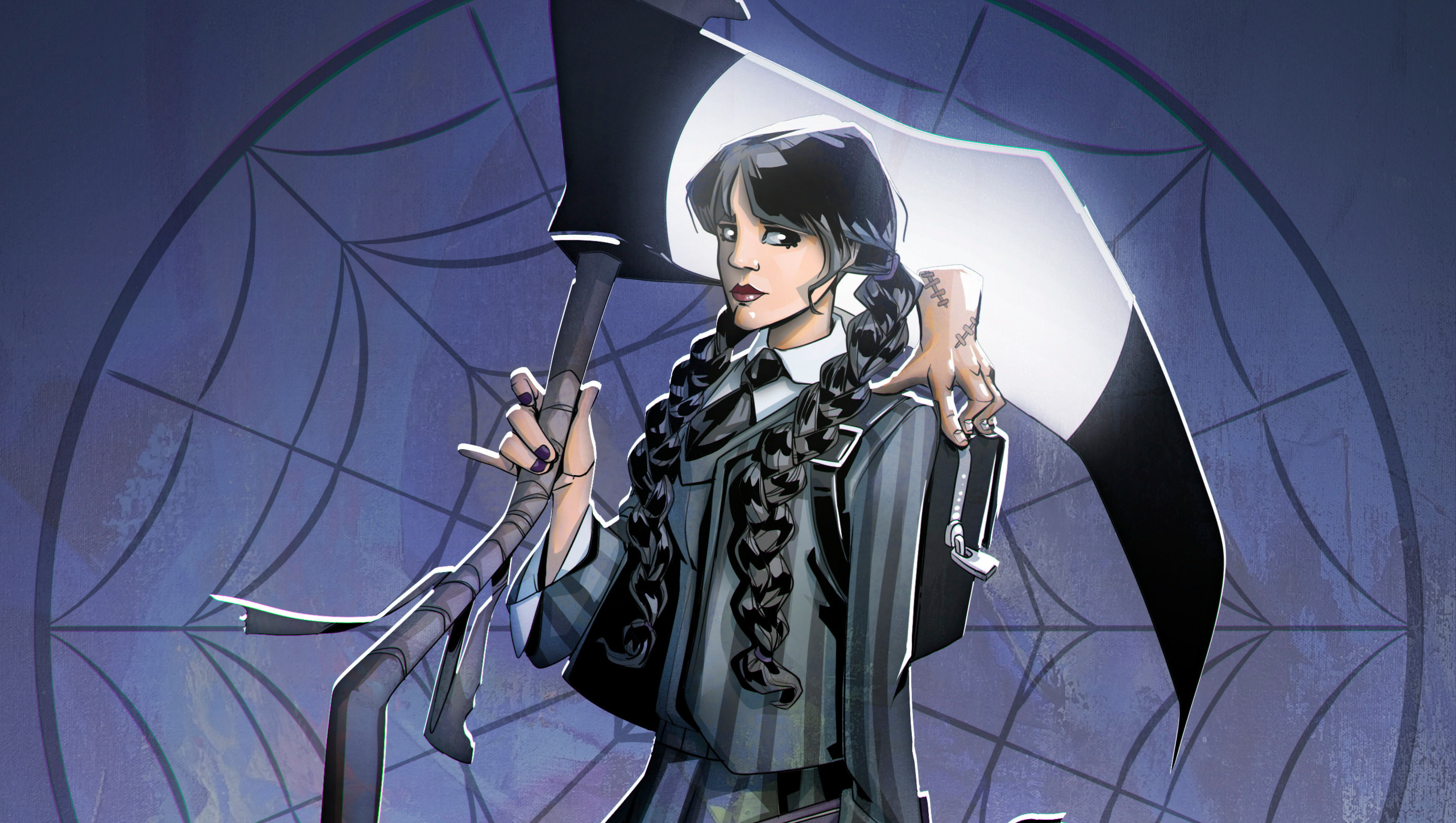 4128x2332 Resolution Cartoon Wednesday Addams Art 2023 4128x2332 ...