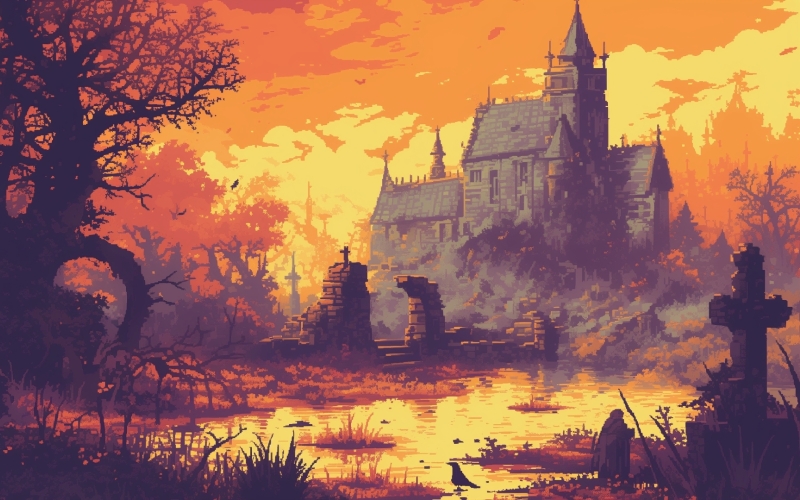 800x500 Resolution Church Pixel Art 800x500 Resolution Wallpaper ...