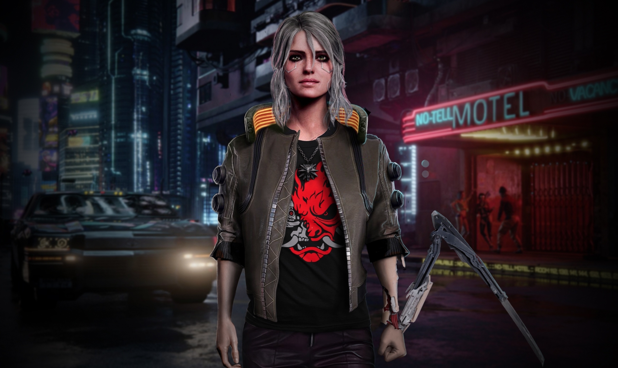 2048x1220 Ciri Witcher x Cyberpunk 2077 2048x1220 Resolution Wallpaper ...
