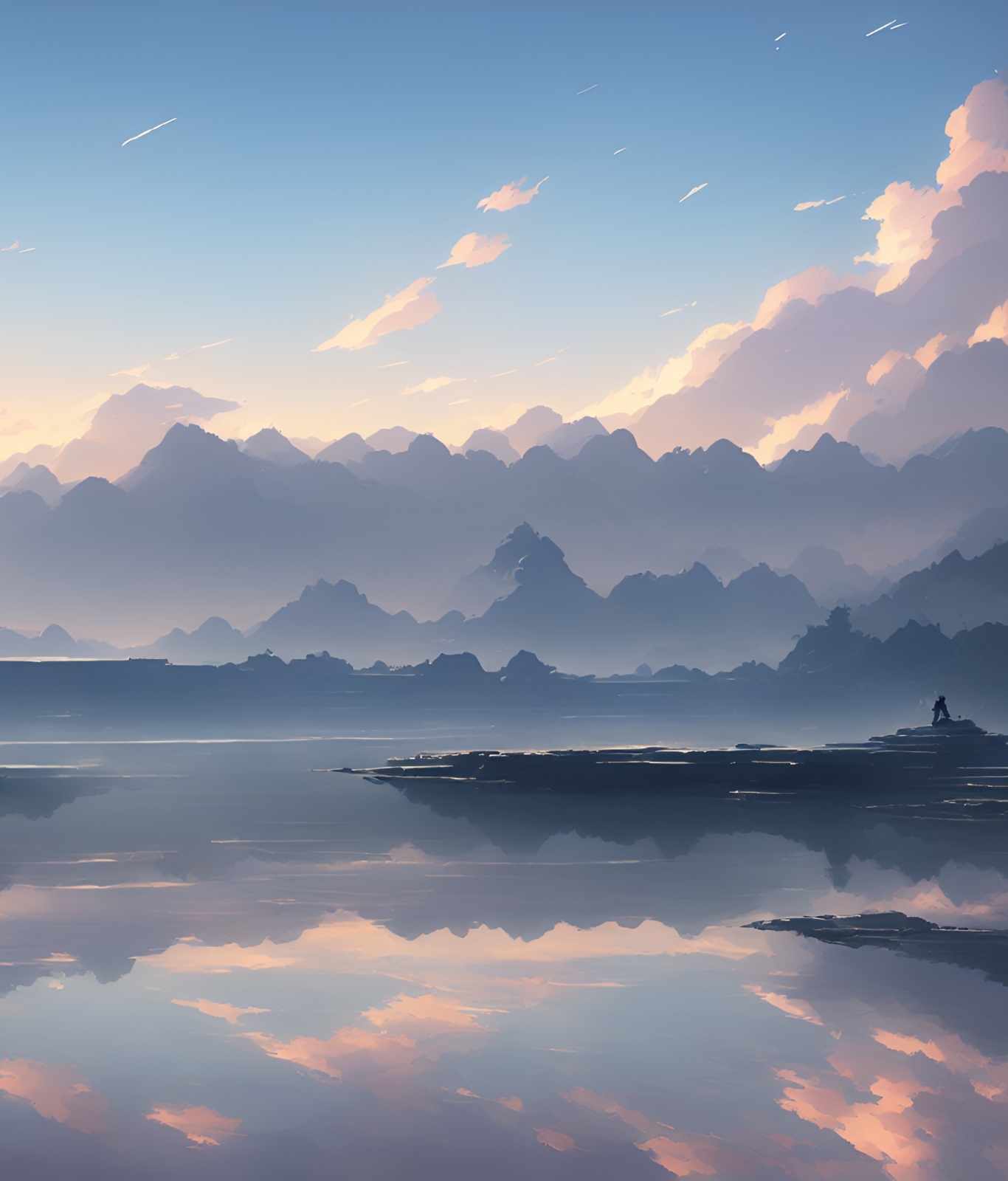 1366x1600 Resolution Cloud Covered Sky Reflection on water 1366x1600 ...