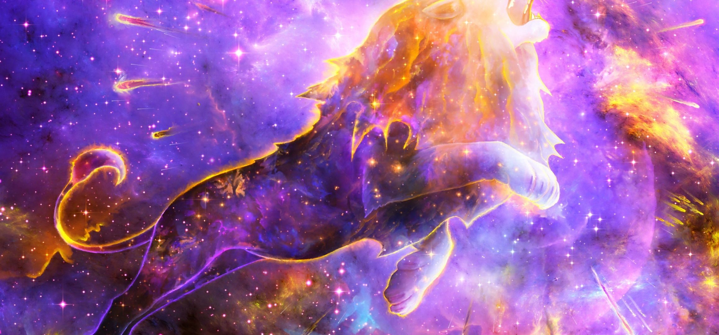 2316x1080 Resolution Colorful Lion Spirit In Space Nebula 2316x1080 ...