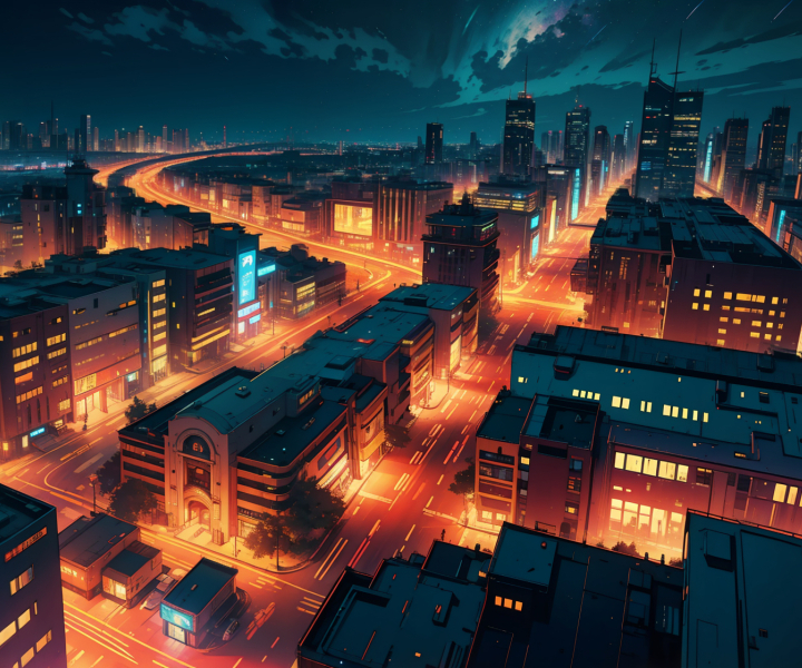 720x600 Resolution Cool Anime City Night View 720x600 Resolution ...
