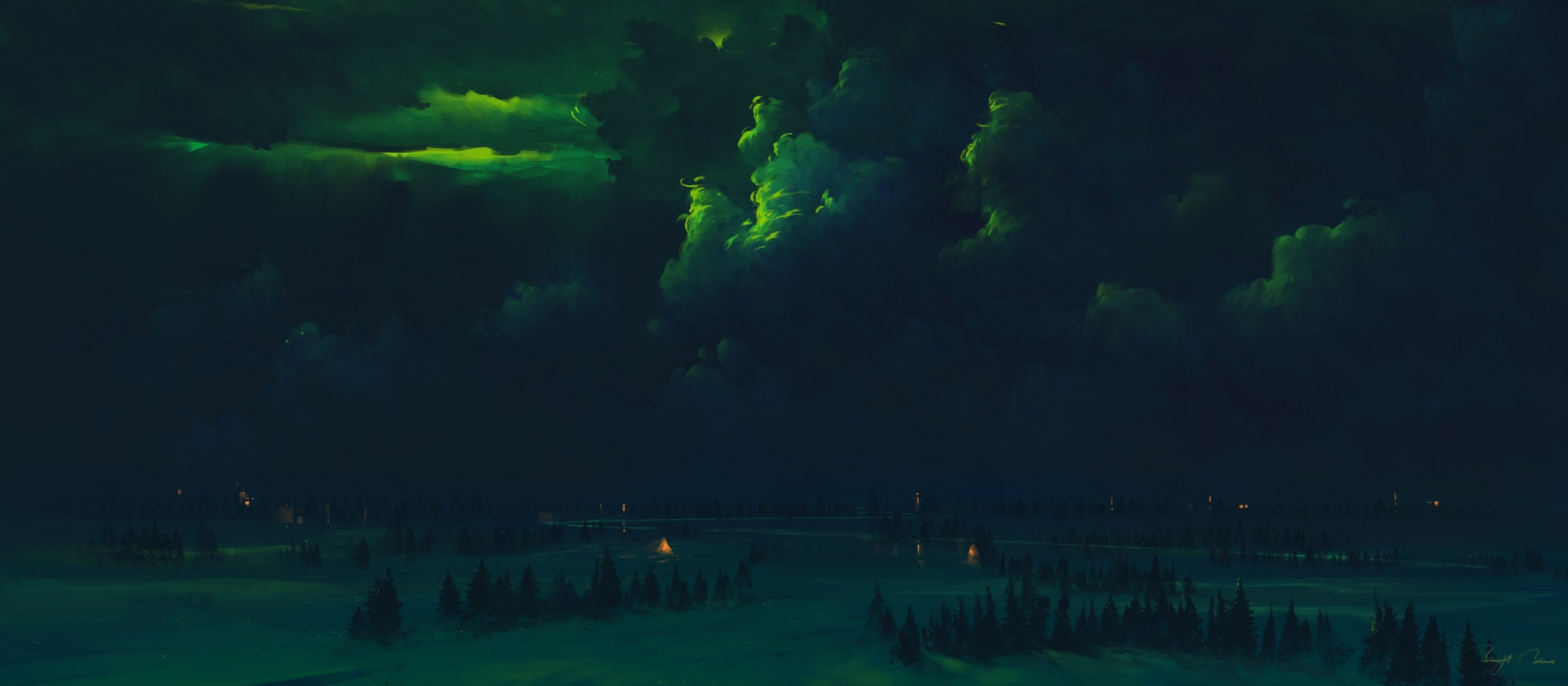 5600x2450 Resolution Cool Forest Illustration 5600x2450 Resolution ...