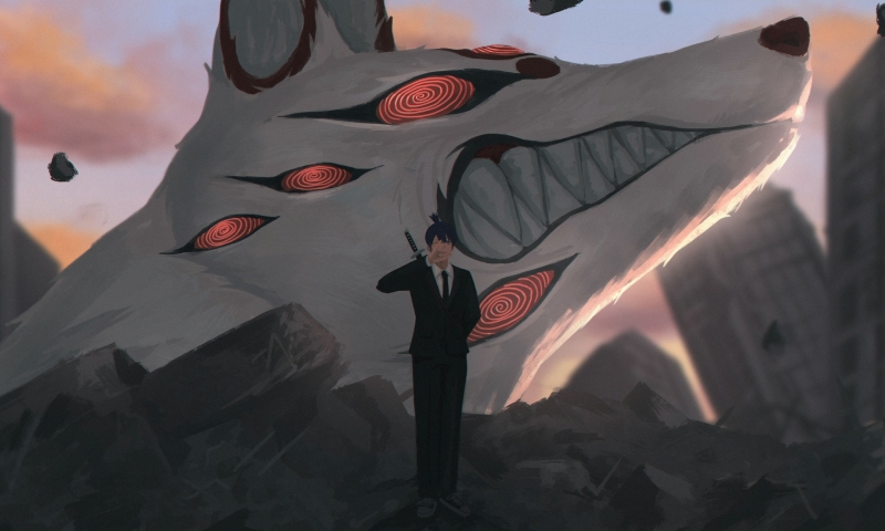 800x480 Cool Fox Devil Art Chainsaw Man 800x480 Resolution Wallpaper ...