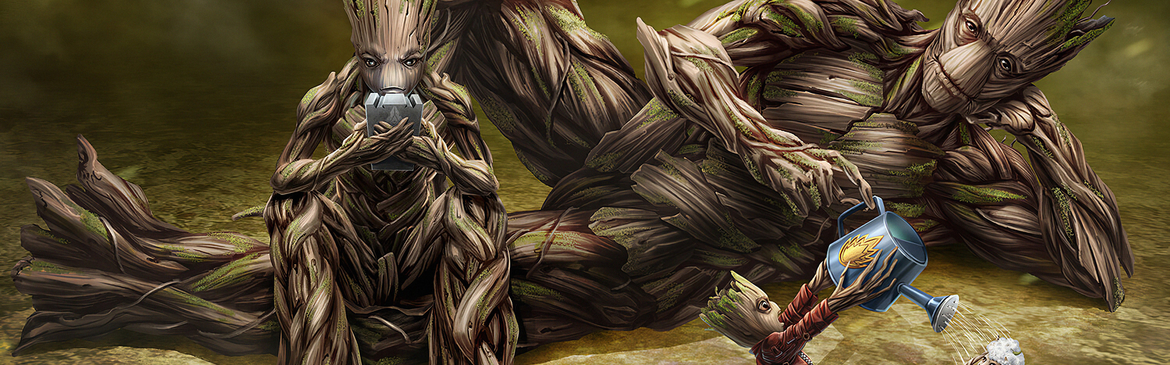 3840x1200 Resolution Cool Groot Art 3840x1200 Resolution Wallpaper ...