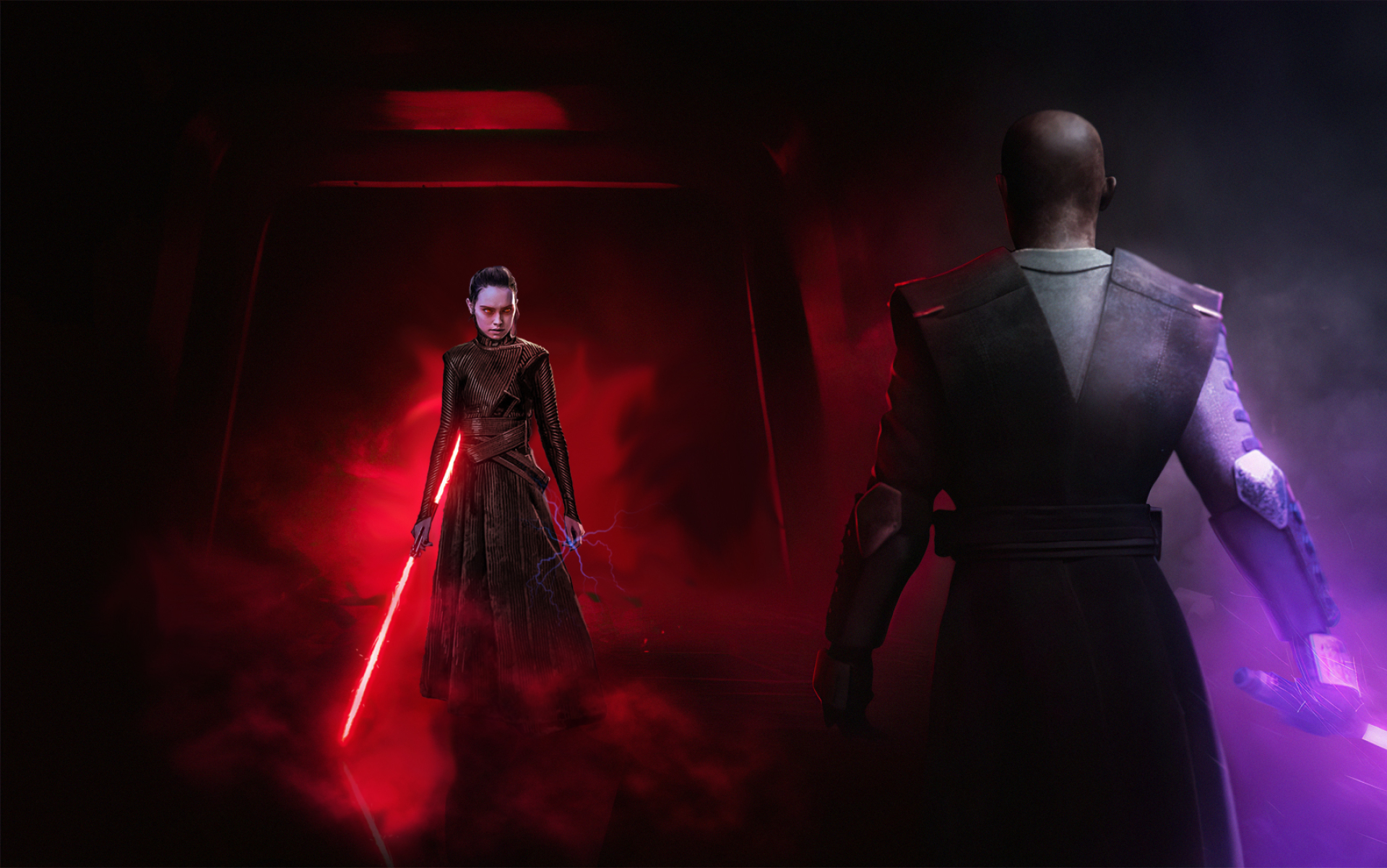 1920x1202 Resolution Dark Rey vs Mace Windu Star Wars Digital 1920x1202 ...