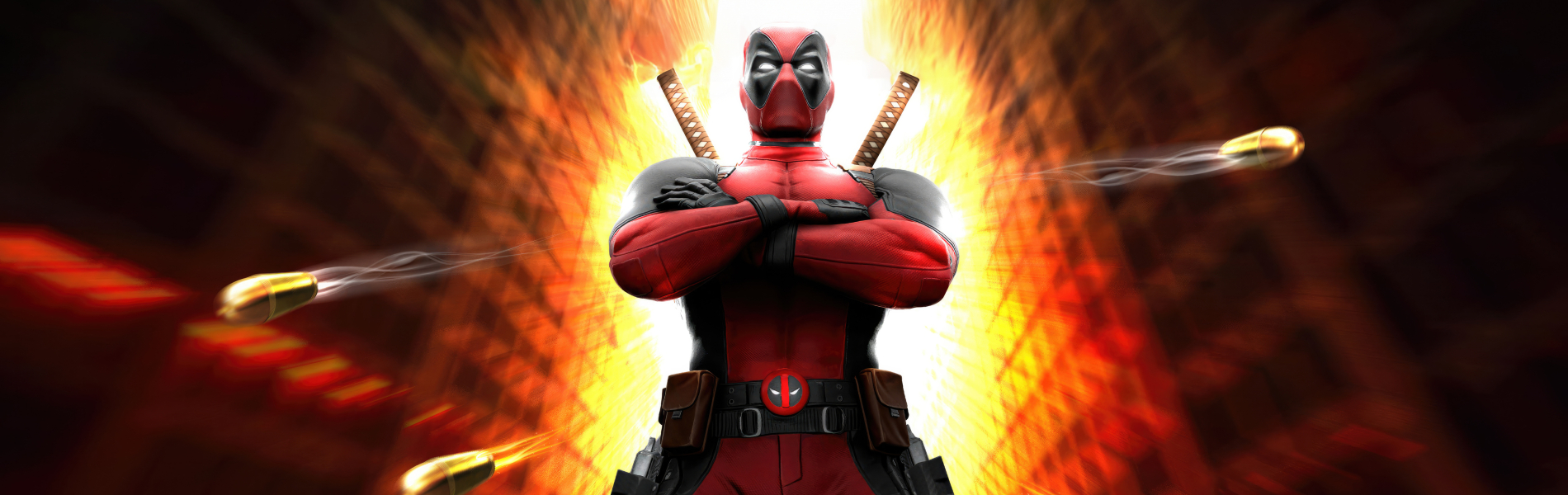 1900x600 Resolution Deadpool Action Pose 1900x600 Resolution Wallpaper ...