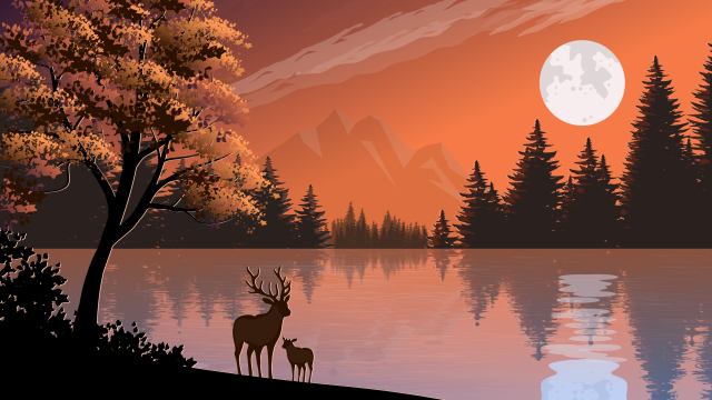 640x360 Resolution Deer 4k Forest Art 640x360 Resolution Wallpaper ...