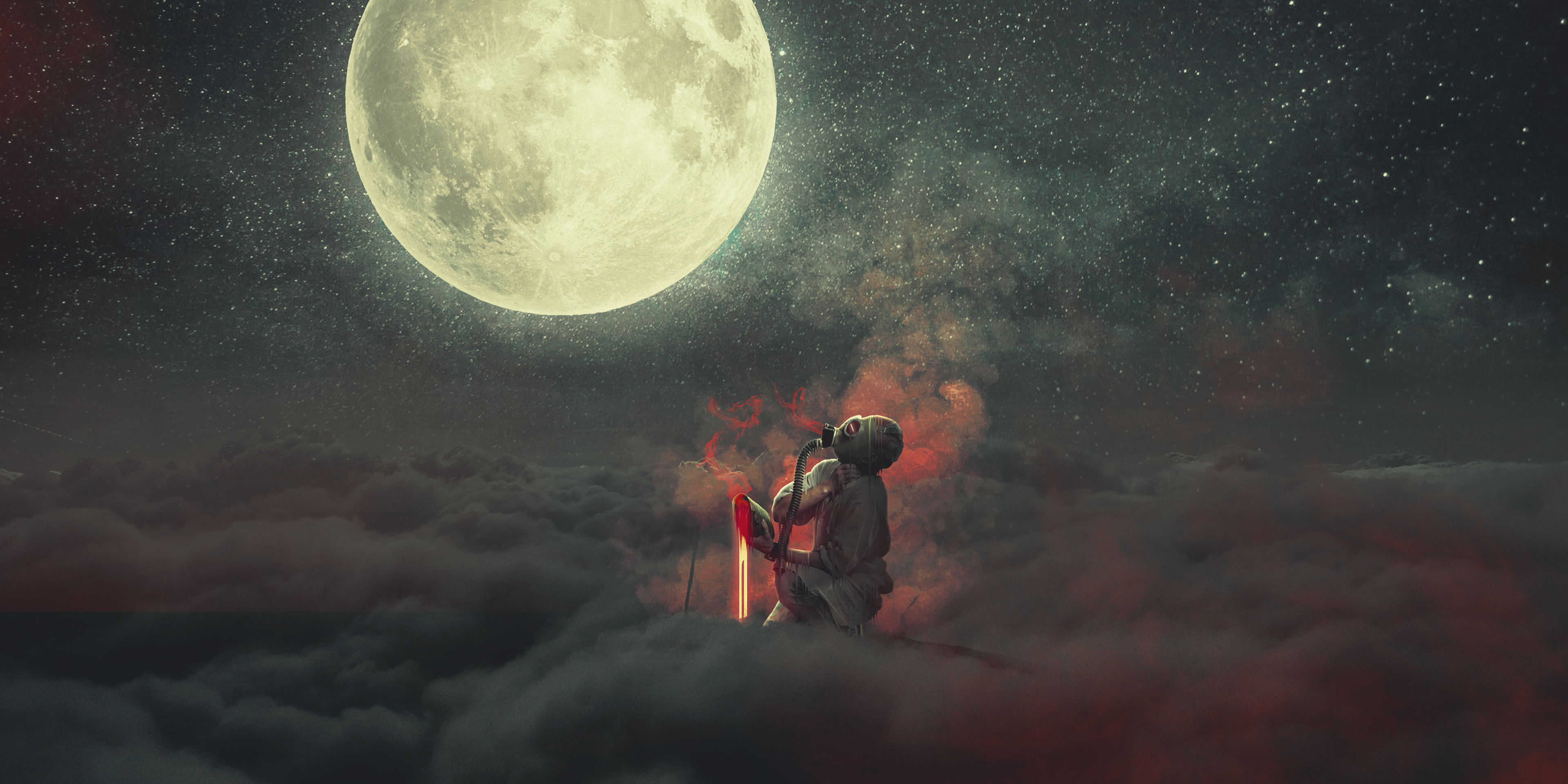 3840x1920 Demon Staring At Moon 3840x1920 Resolution Wallpaper, HD ...