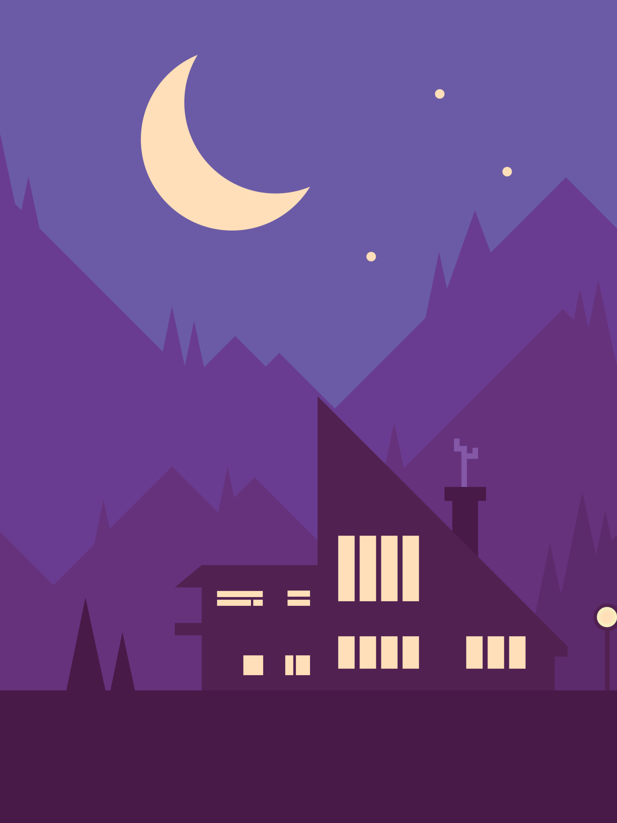 2048x2732 Resolution Digital Home Night View illustration Art 2048x2732 ...