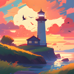 300x300 Resolution Digital Lighthouse 4K Sunset View 300x300 Resolution ...