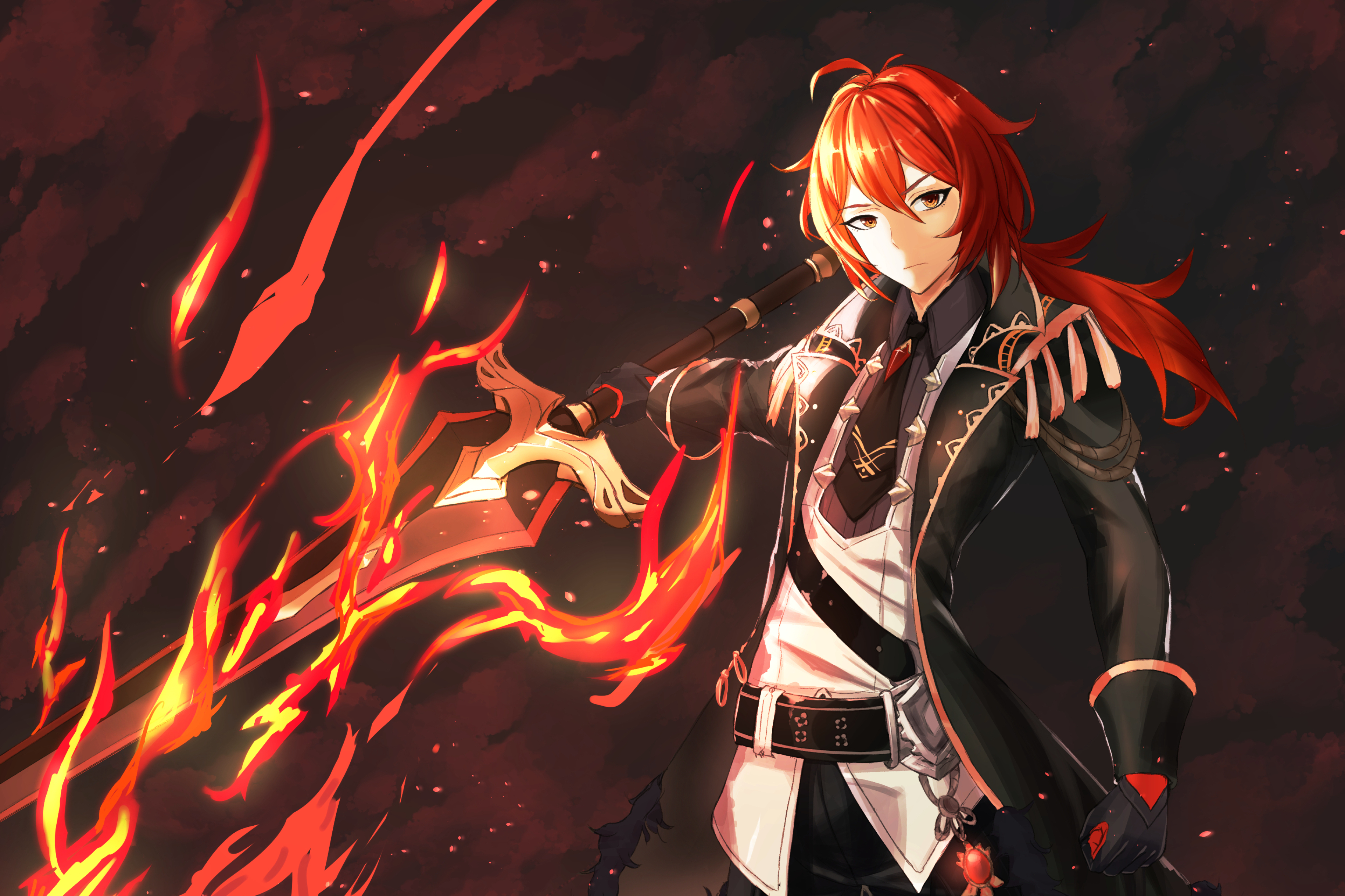 3840x2560 Resolution Diluc Genshin Impact Warrior 3840x2560 Resolution ...