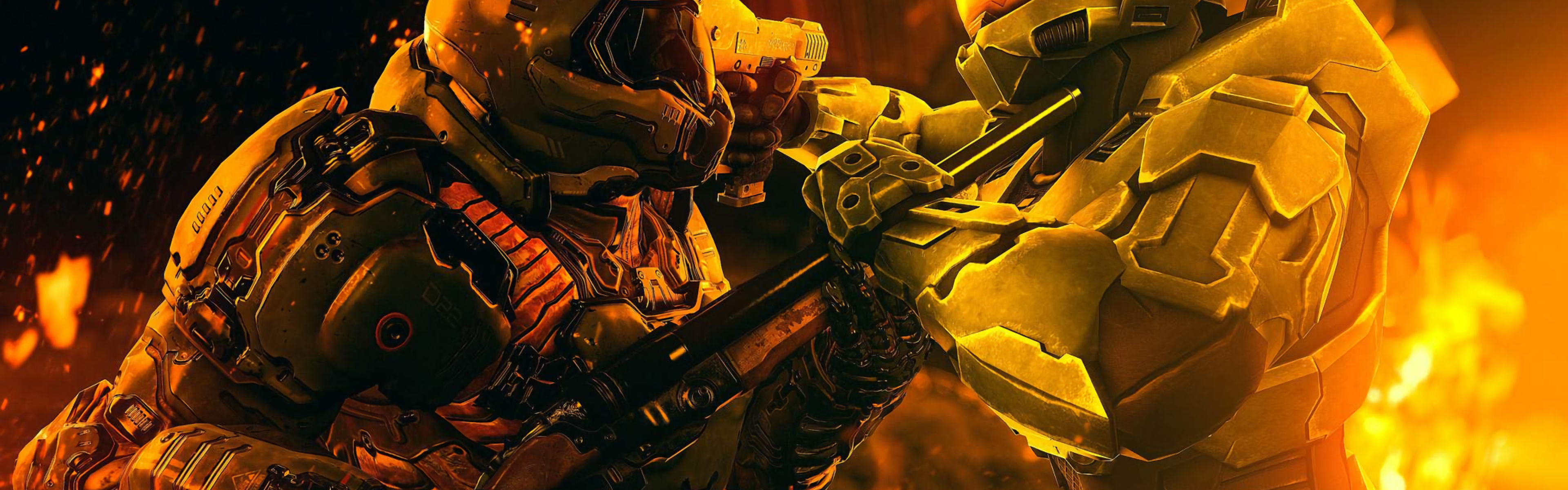 3840x1200 Resolution Doomguy vs Master Chief 3840x1200 Resolution ...