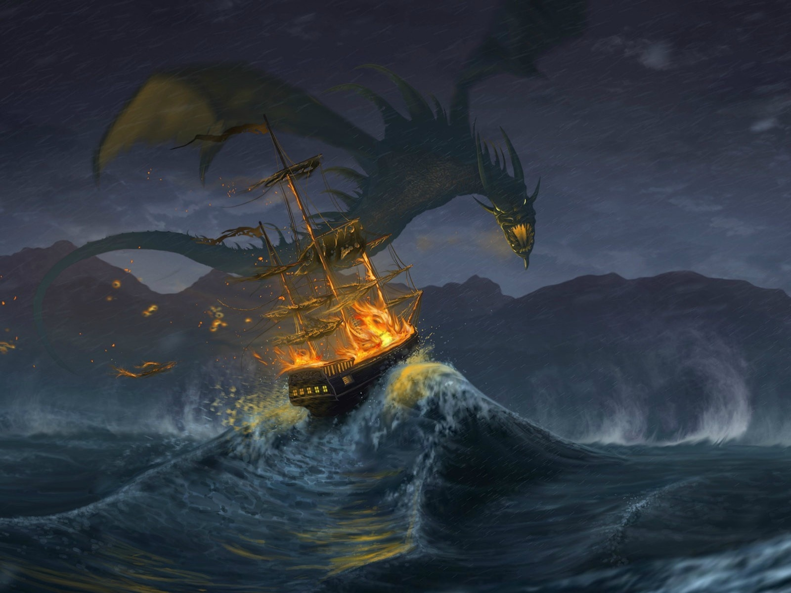 3200x2400 Resolution Dragon Destroying The Ship 3200x2400 Resolution ...