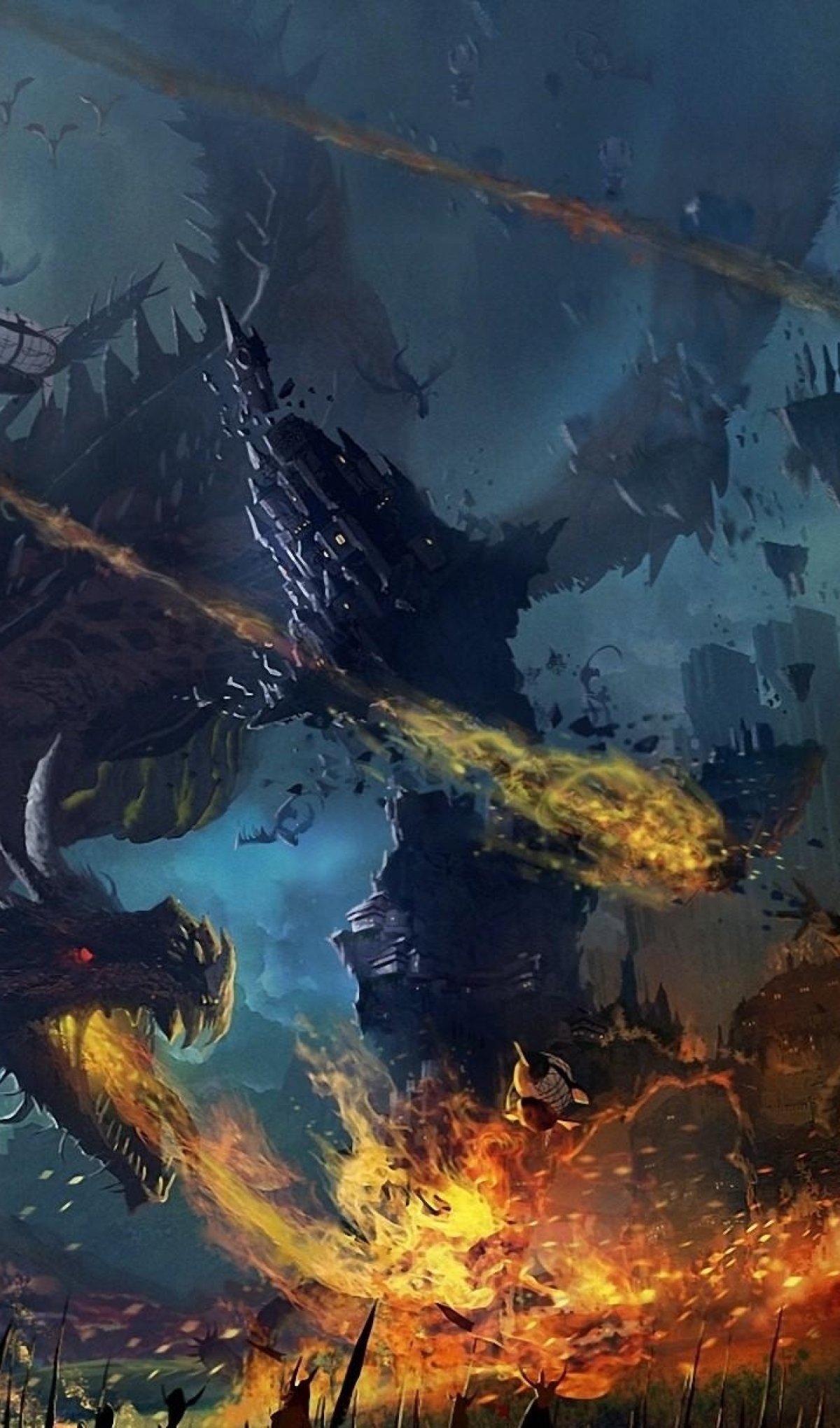 1200x2040 Resolution dragon, fall, fire 1200x2040 Resolution Wallpaper ...