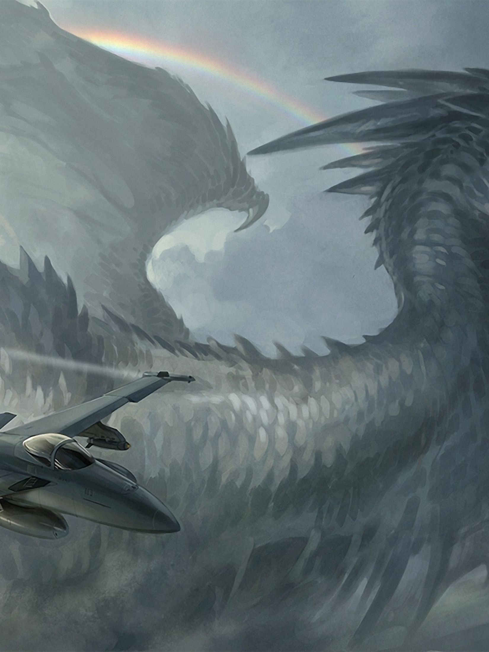 1650x2200 dragon, plane, rainbow 1650x2200 Resolution Wallpaper, HD ...