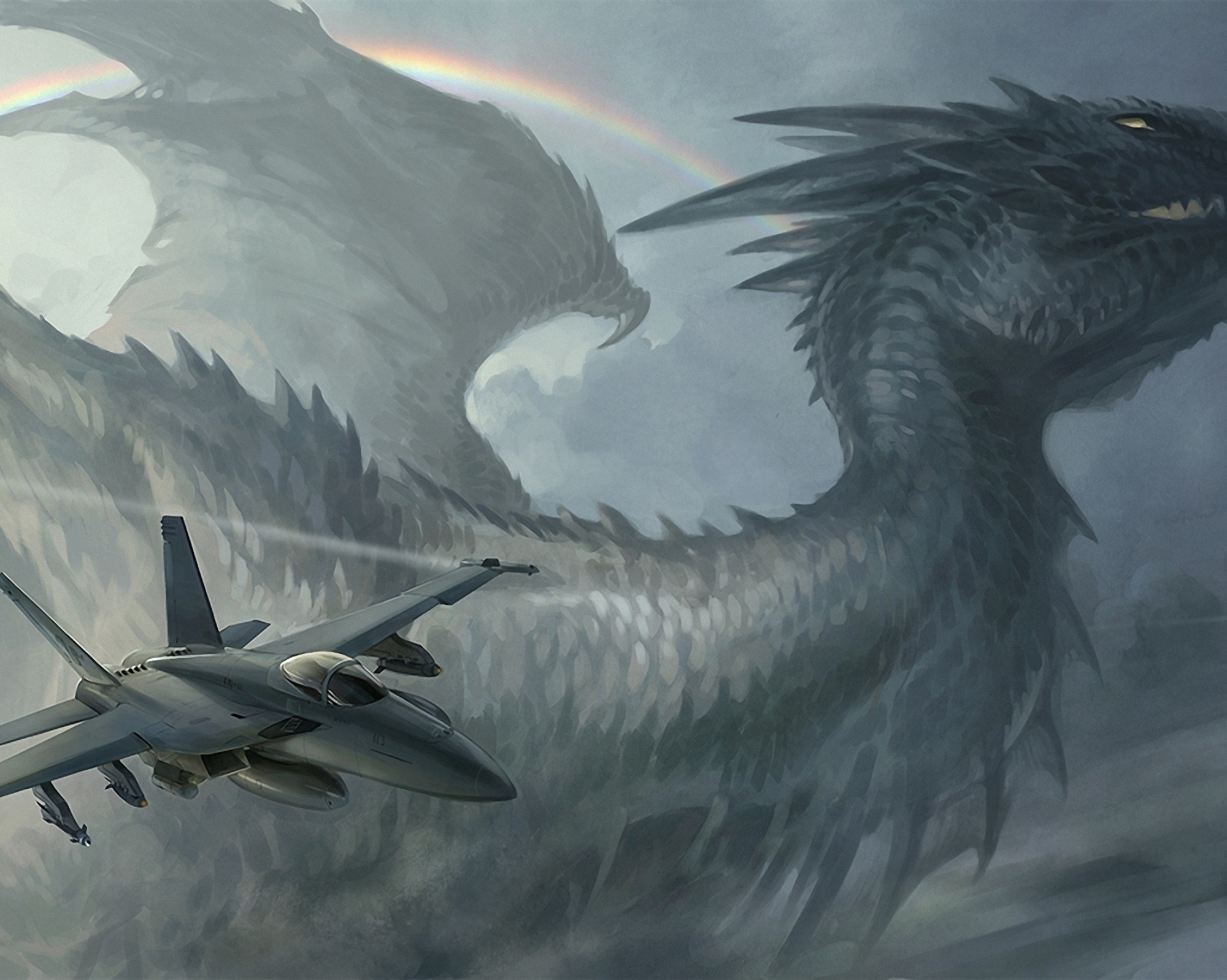 2000x1599 Resolution dragon, plane, rainbow 2000x1599 Resolution ...