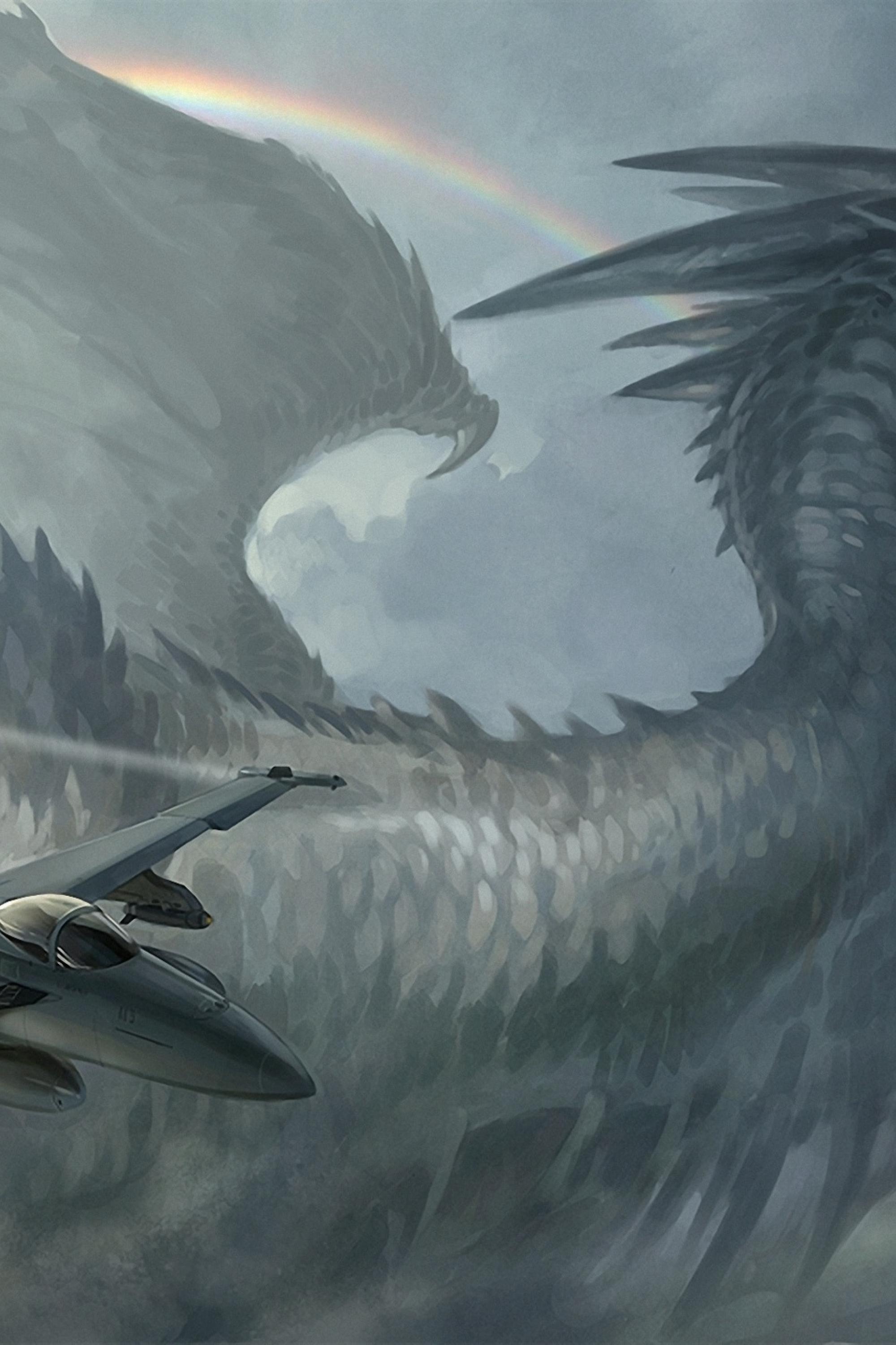 2000x3000 Resolution dragon, plane, rainbow 2000x3000 Resolution ...