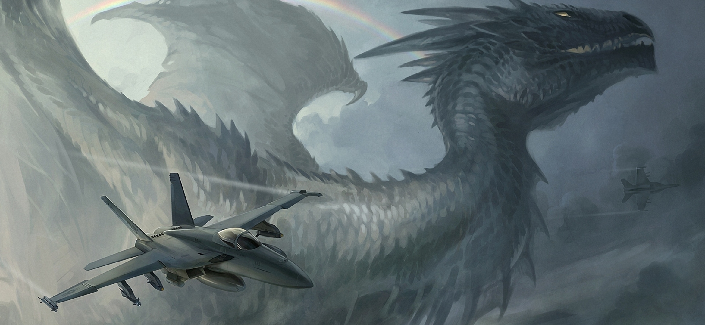 2340x1080 Resolution dragon, plane, rainbow 2340x1080 Resolution ...