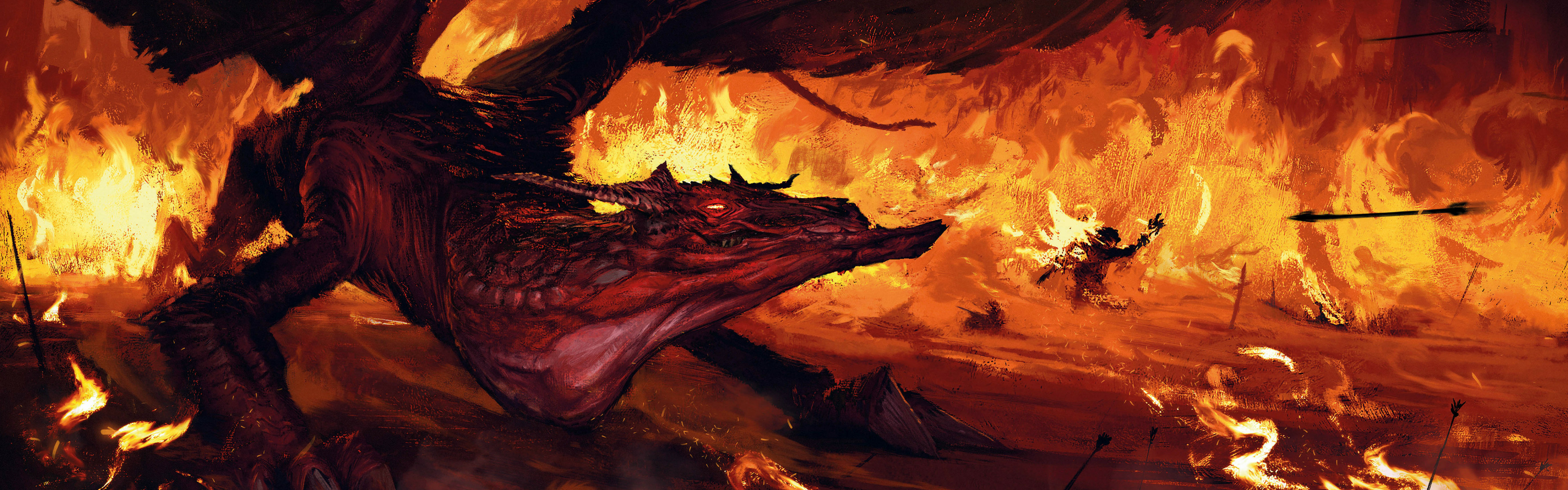 5120x1600 Resolution Dragon Through the fire and flames Art 5120x1600 ...