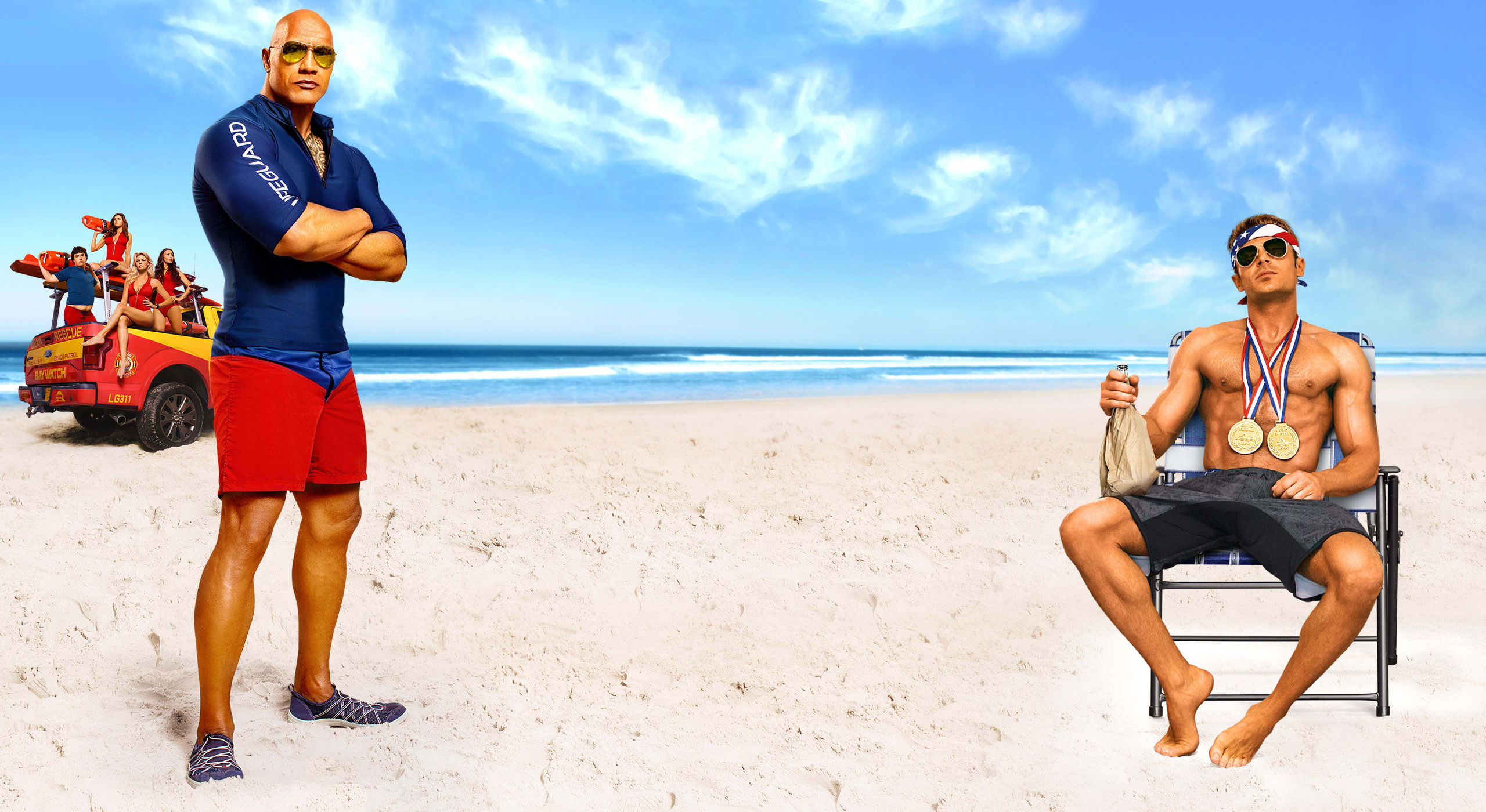 2560x1400 Resolution Dwayne 'The Rock' Johnson And Zac Efron In ...