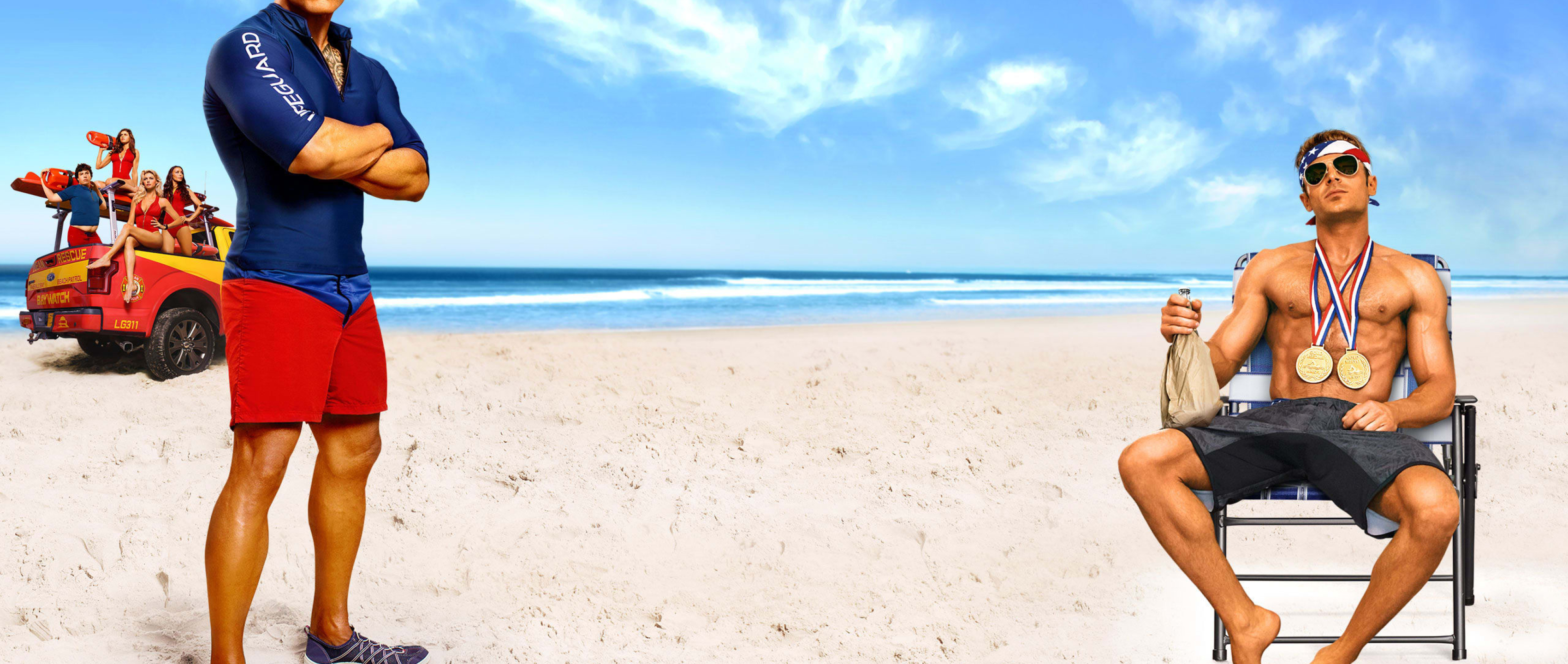3400x1440 Resolution Dwayne 'The Rock' Johnson And Zac Efron In ...
