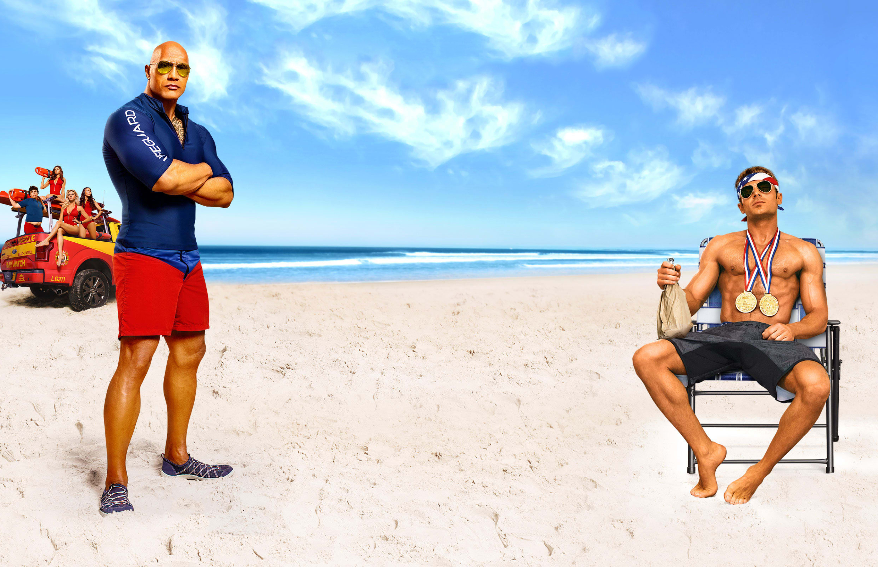 3456x2234 Resolution Dwayne 'The Rock' Johnson And Zac Efron In ...